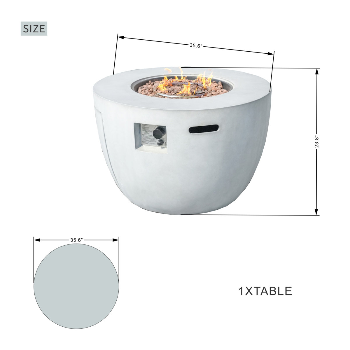 Latitude Run® Allandra 23.8'' H x 36'' W Magnesium Oxide Propane ...
