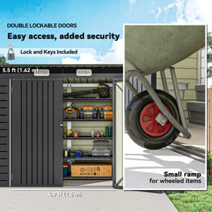 Outsunny 8 ft. W x 4 ft. D Galvanized Steel Horizontal Storage Shed ...