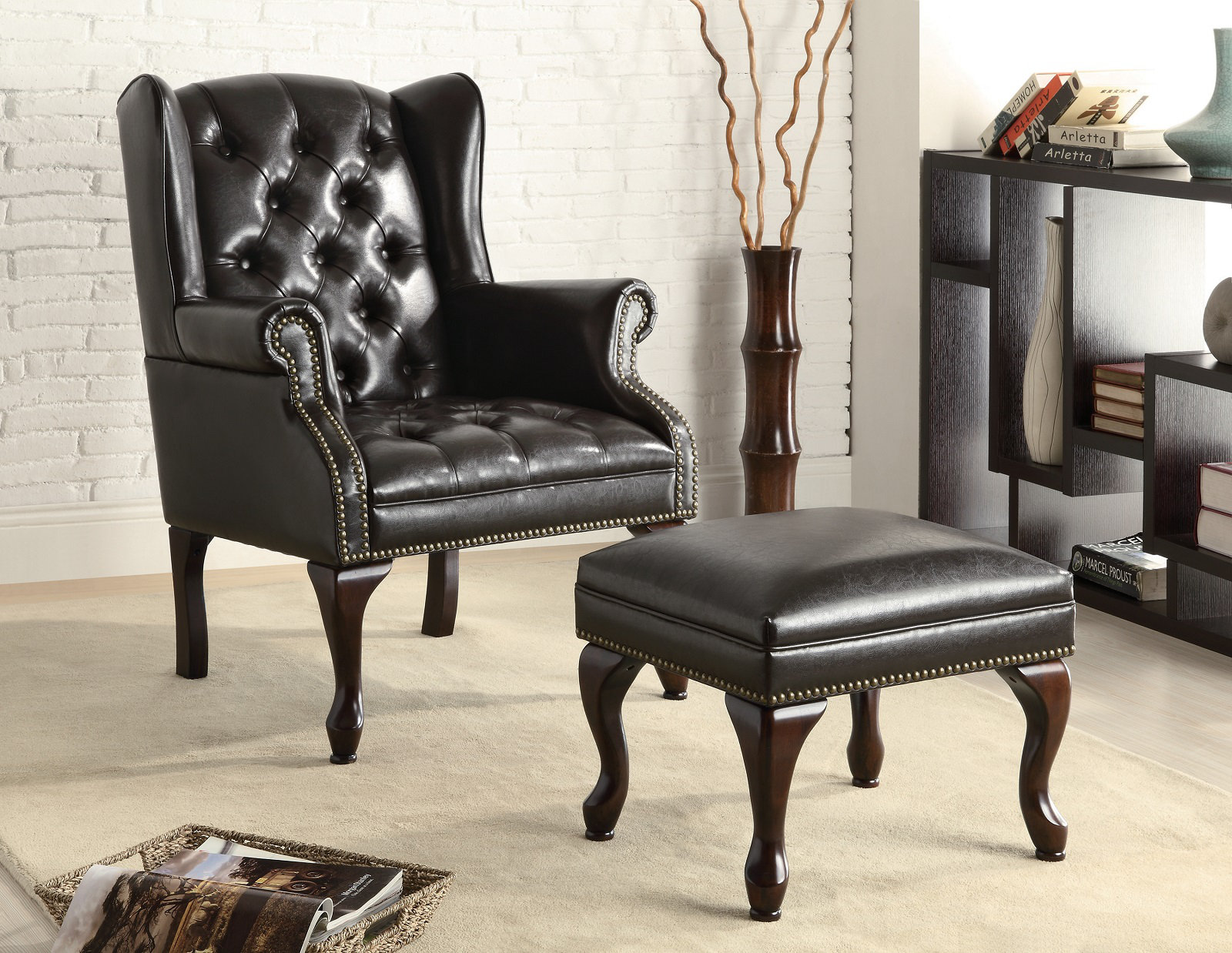Darby Home Co Acker 31" Wide Tufted Wingback Chair and Ottoman | Wayfair