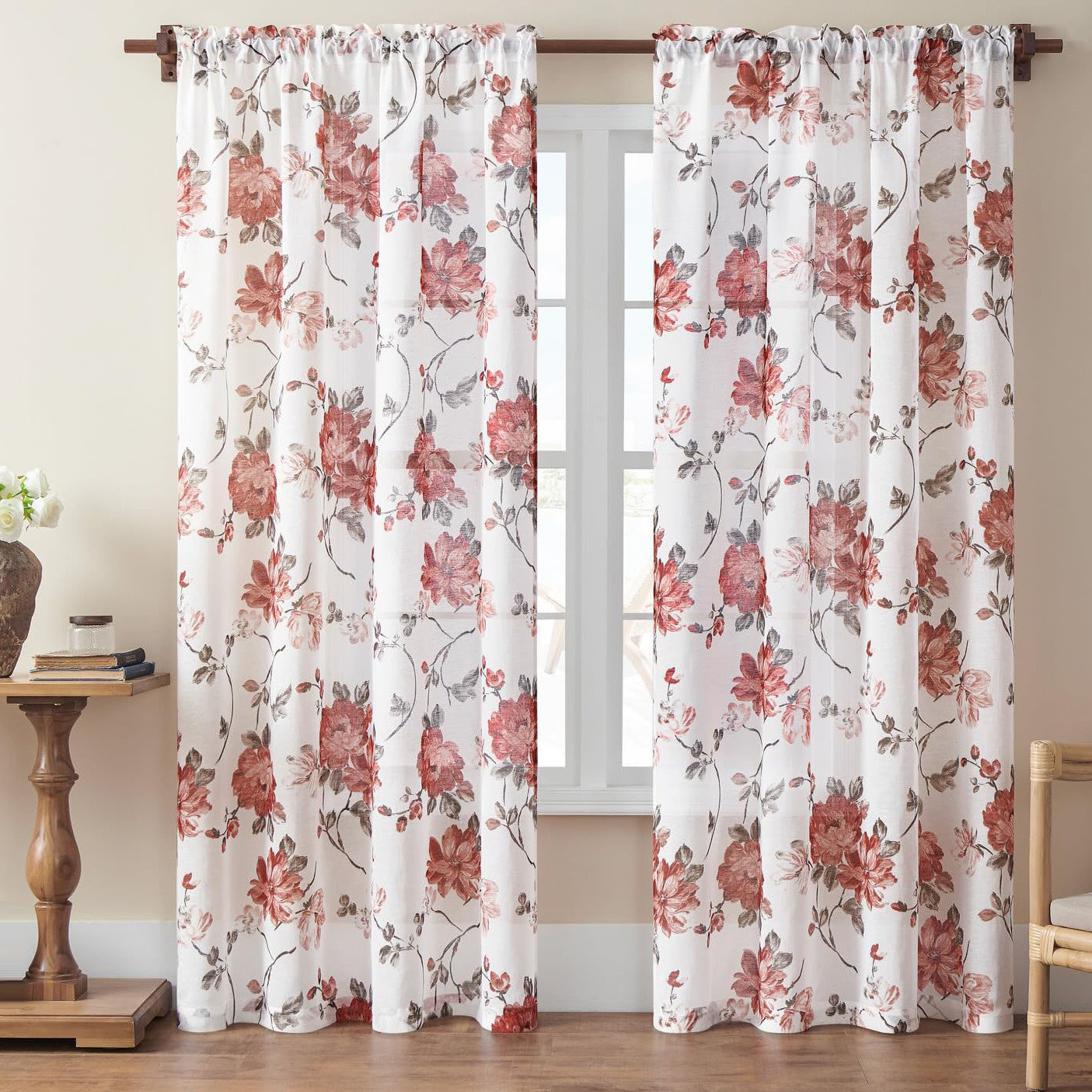 Red Barrel Studio® Semi Sheer Curtains 2 Panels Set | Wayfair