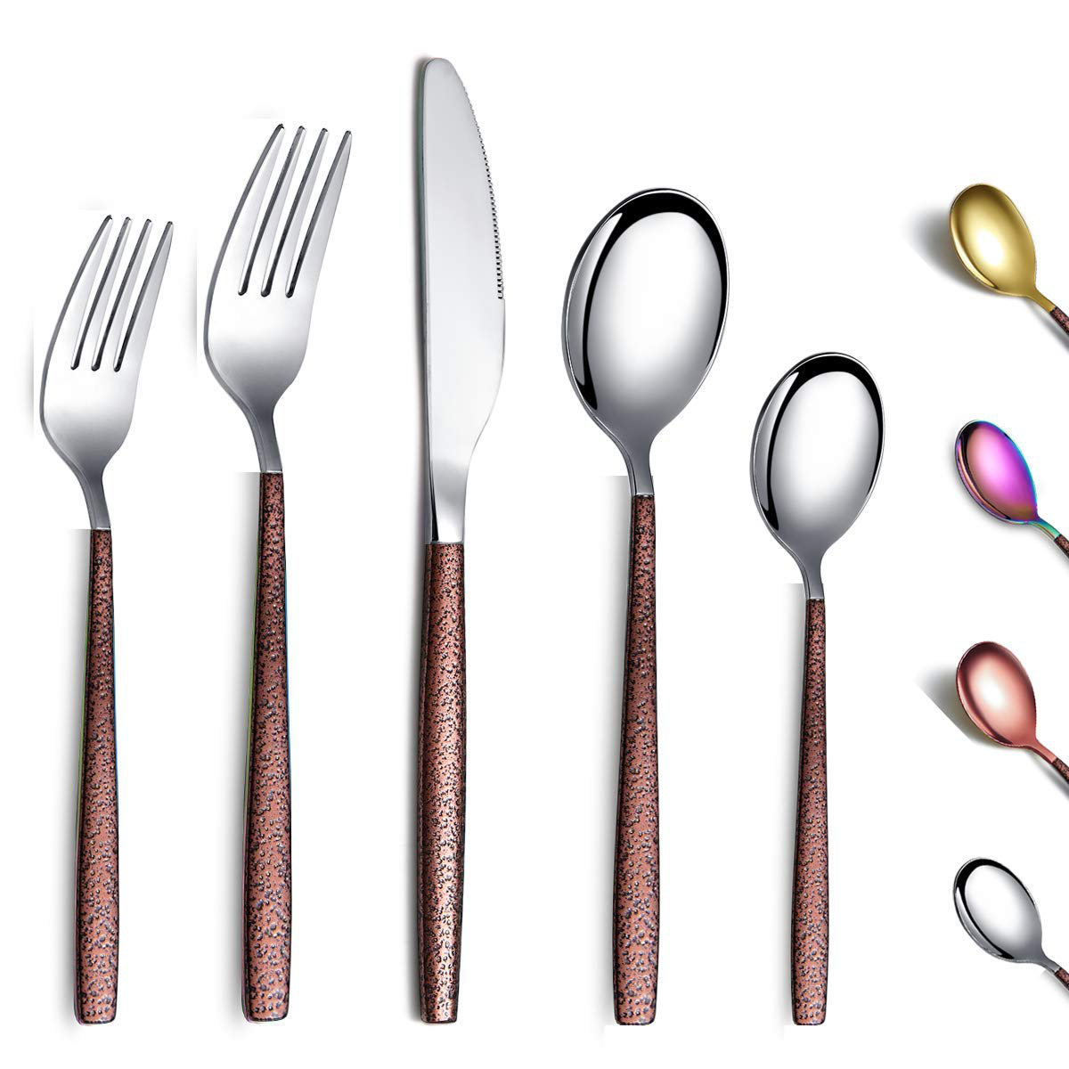 Ivy Bronx Silverware Set 20 Pieces With Moon Surface Handle And Shiny ...