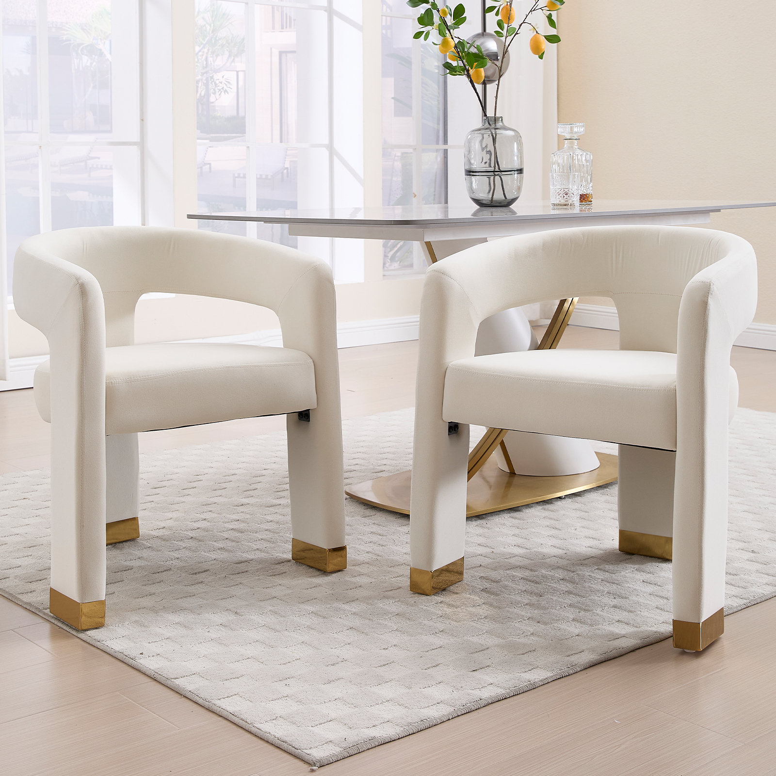 Mercer41 Modern Dining Chairs Barrel Dining Chairs Upholstered Dining ...