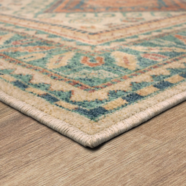 Steelside™ Braedon Oriental Tufted Area Rug in Tan/Aqua Blue/Coral ...