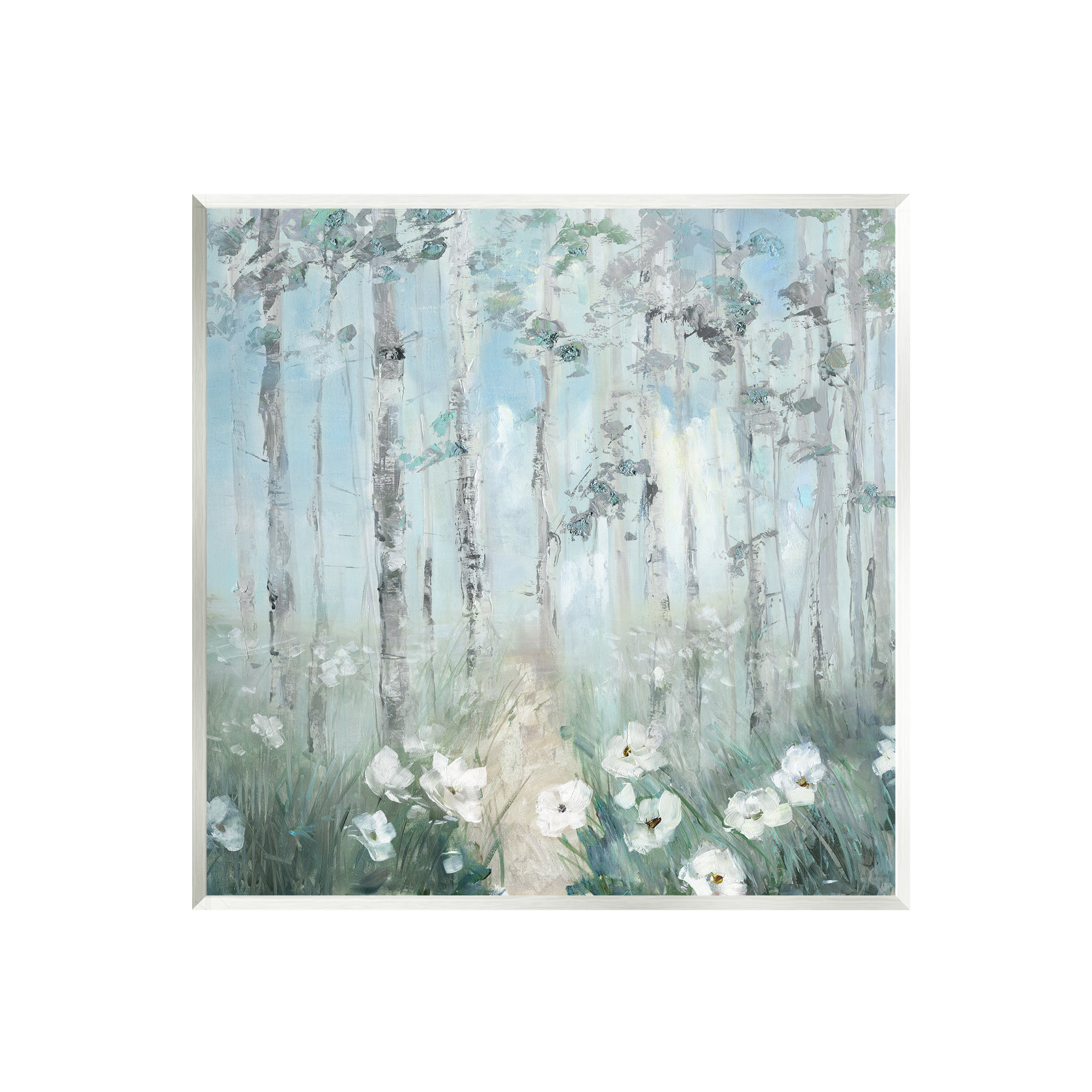 Stupell Industries White Flowers Blooming Forest Birch Trees Scenery ...