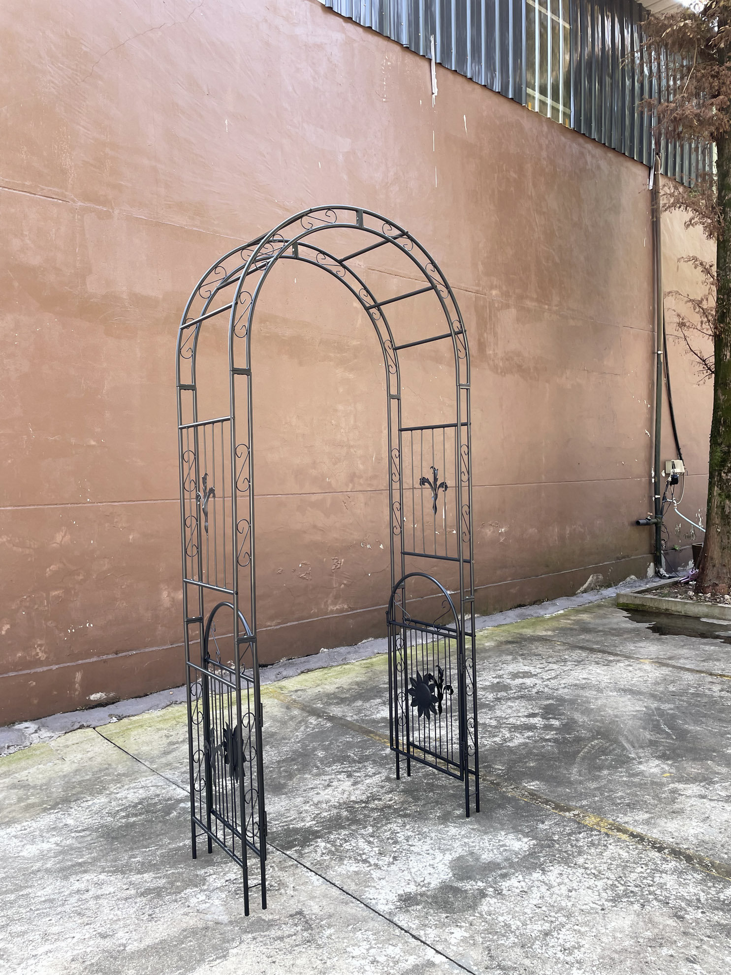 weixunguang Garden Arch Arbor, Metal Garden Arch With Doors Garden ...