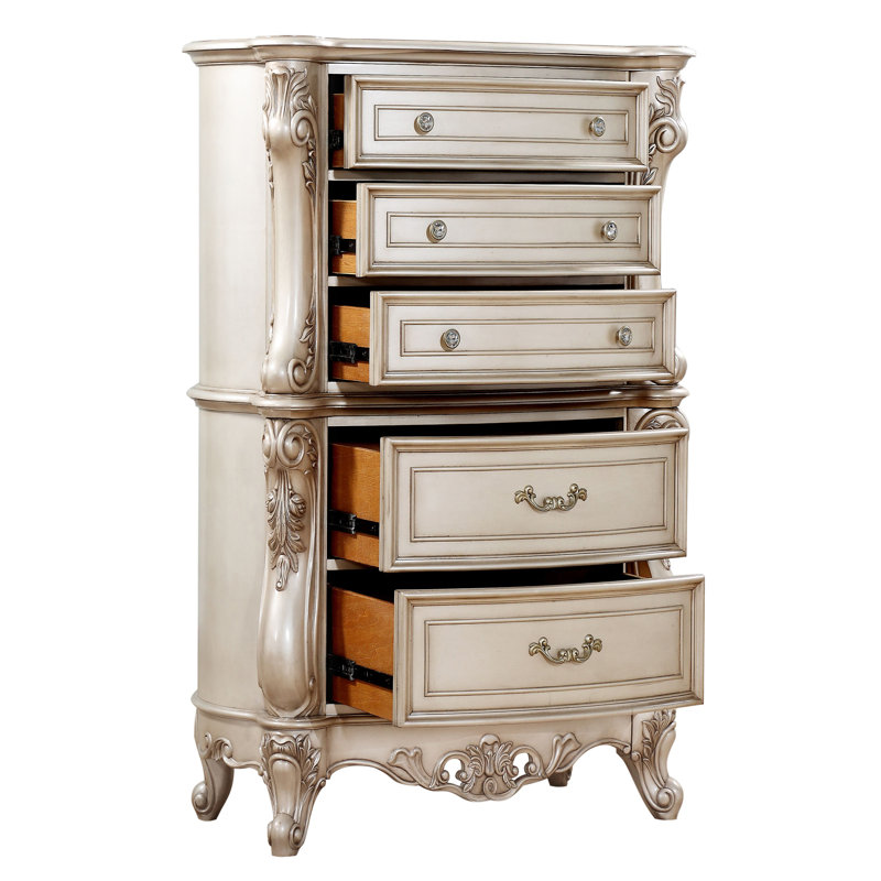 Rosdorf Park Karyss Golden Ivory 5-drawer Chest | Wayfair