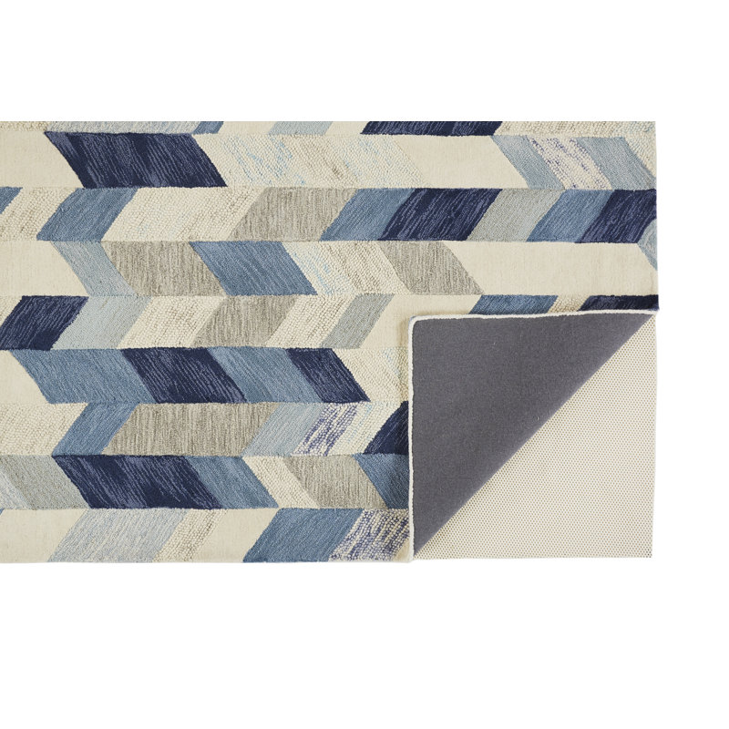 AllModern Finn Hand Tufted Graphic Rug, Blue/Ivory & Reviews | Wayfair