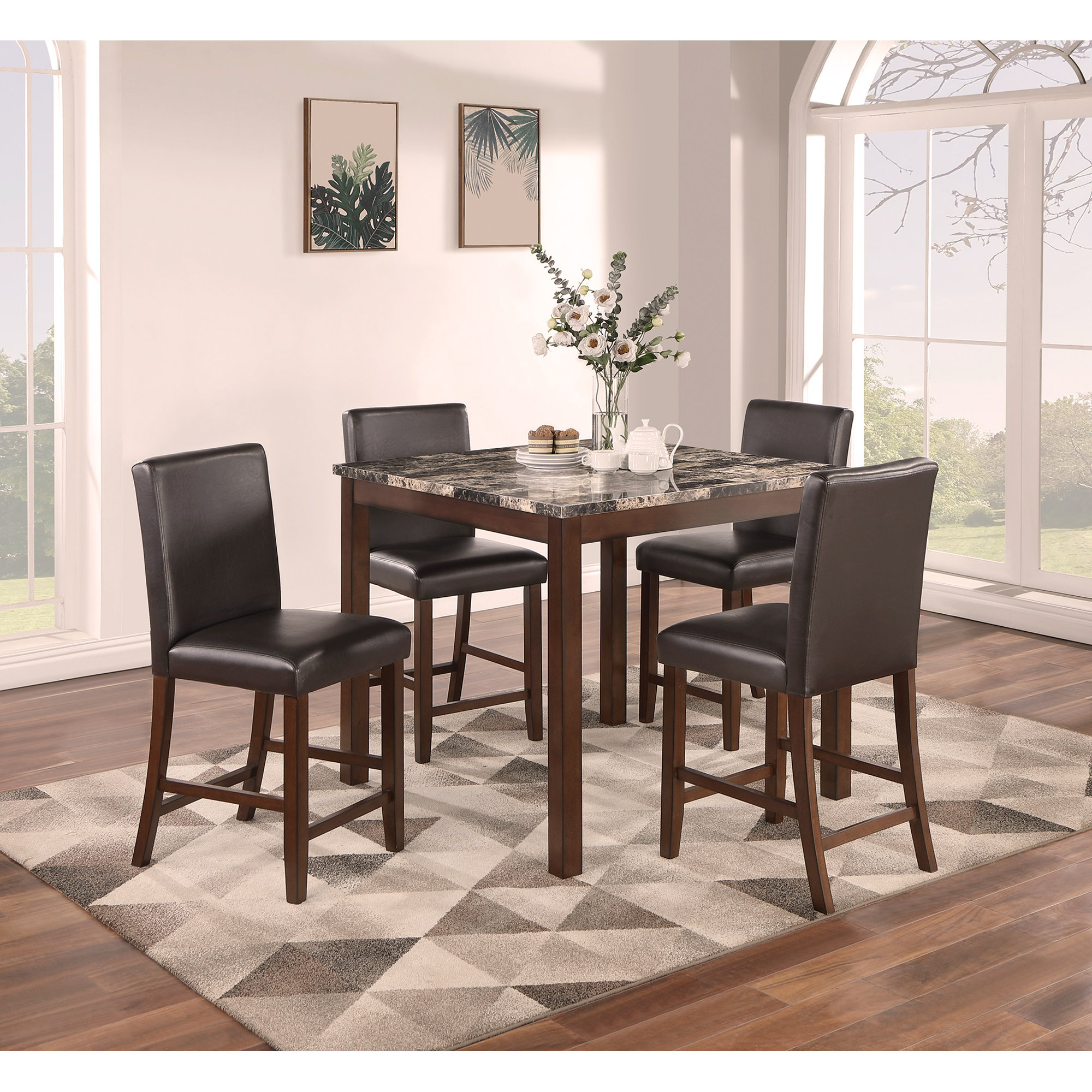 Lark Manor™ Classic Stylish Espresso Finish 5pc Counter Height Dining ...