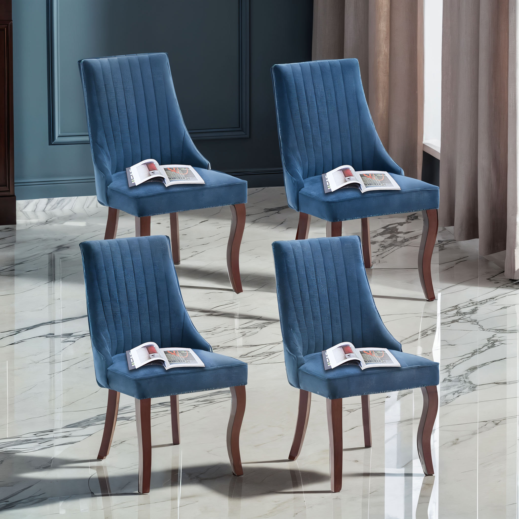 Red Barrel Studio® Upholstered Tufted Solid Wood Comfy Dining Chair ...