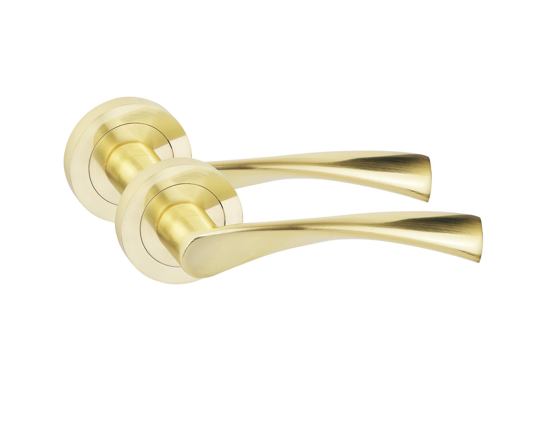 Canora Grey 5 Sets Astrid Design Door Handles in Satin Brass Finish ...