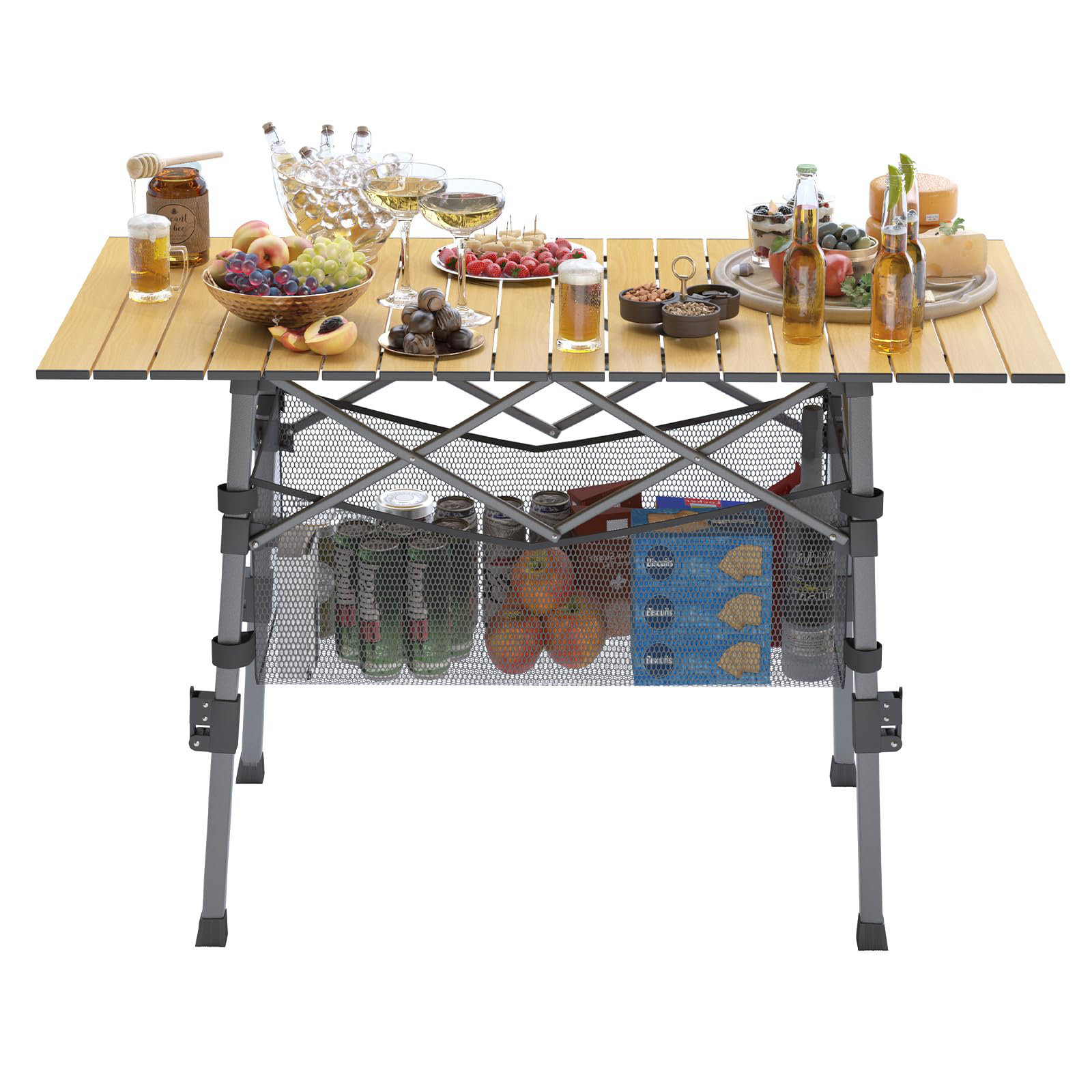 Arlmont & Co. Portable Camping Table With Adjustable Legs, Picnic Table ...