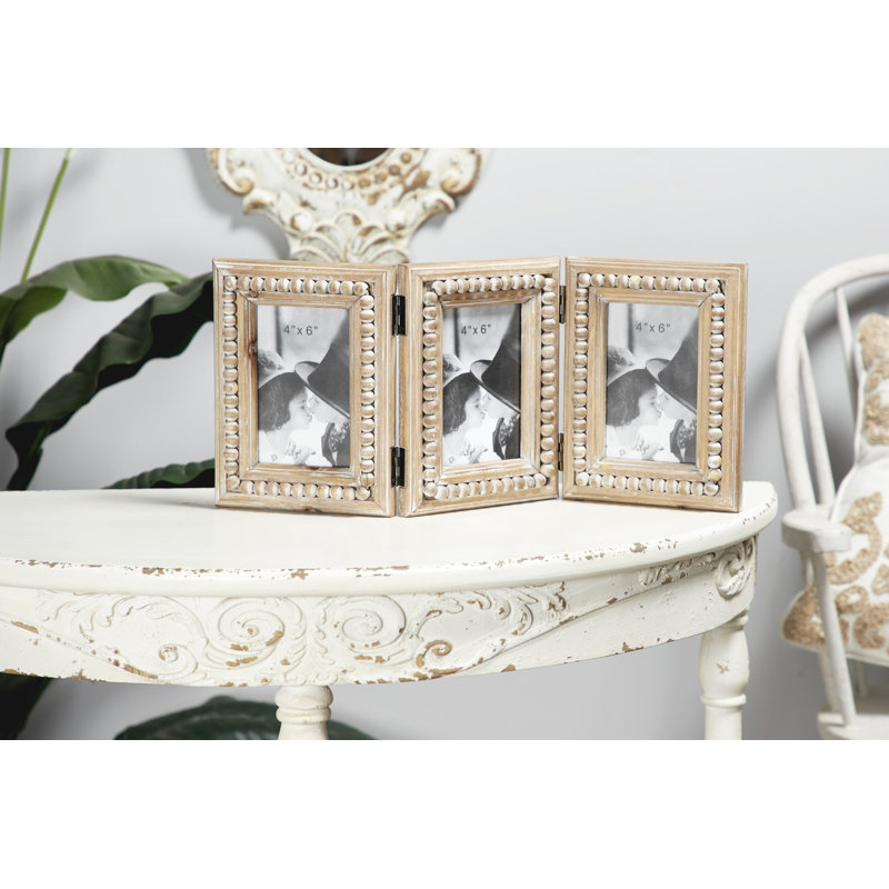 Dakota Fields Wood Beaded 3 Slot Photo Frame | Wayfair