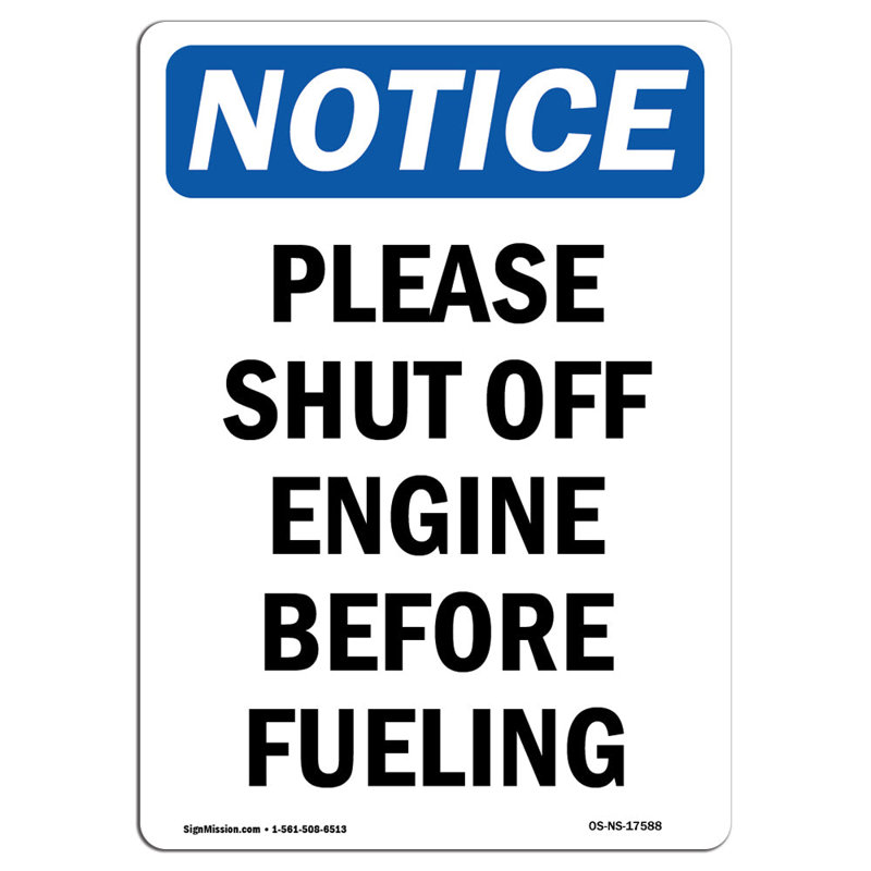 SignMission Please Shut off Engine Before Fueling Sign | Wayfair