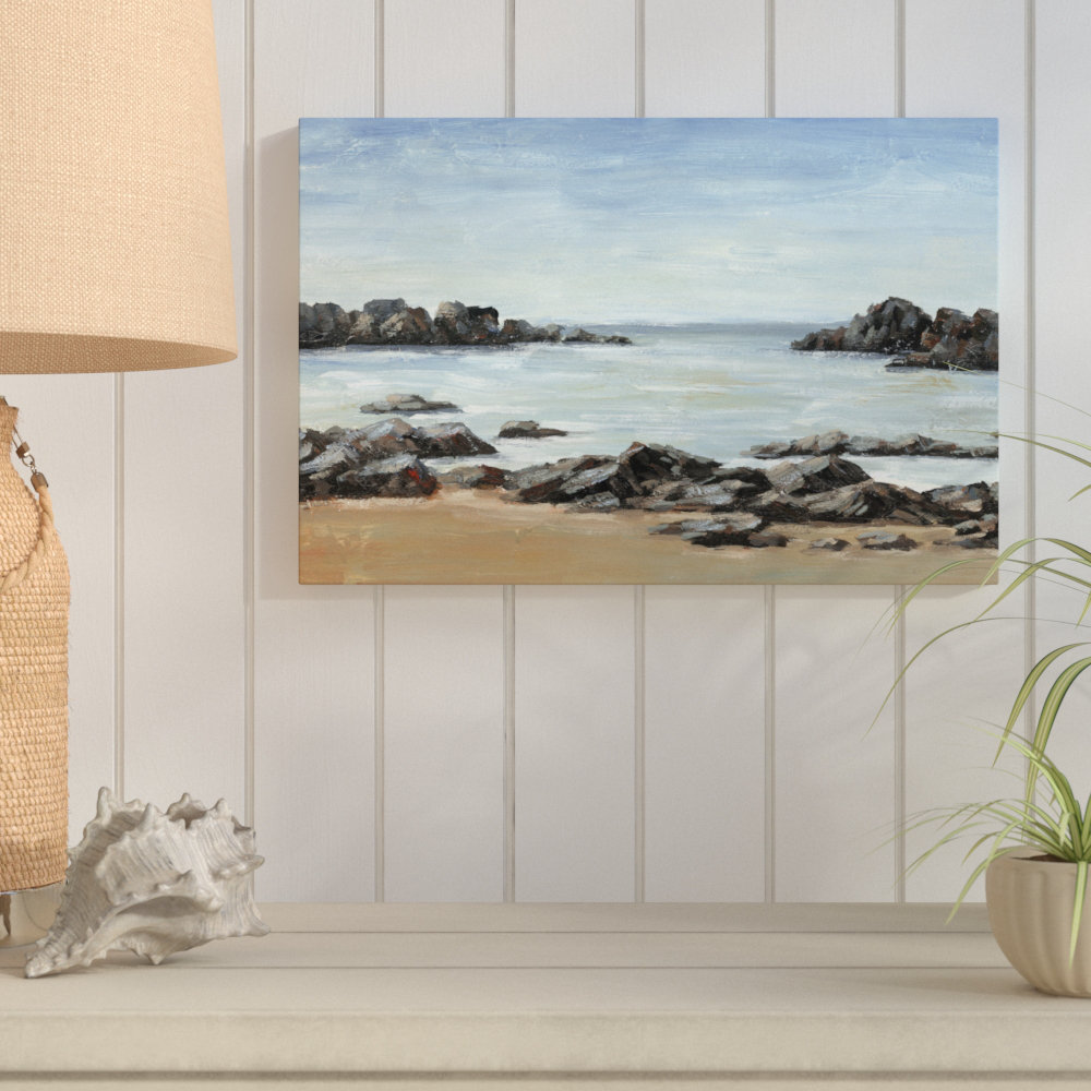 Highland Dunes 'Rocky Beach Landscape' Acrylic Painting Print on Canvas ...