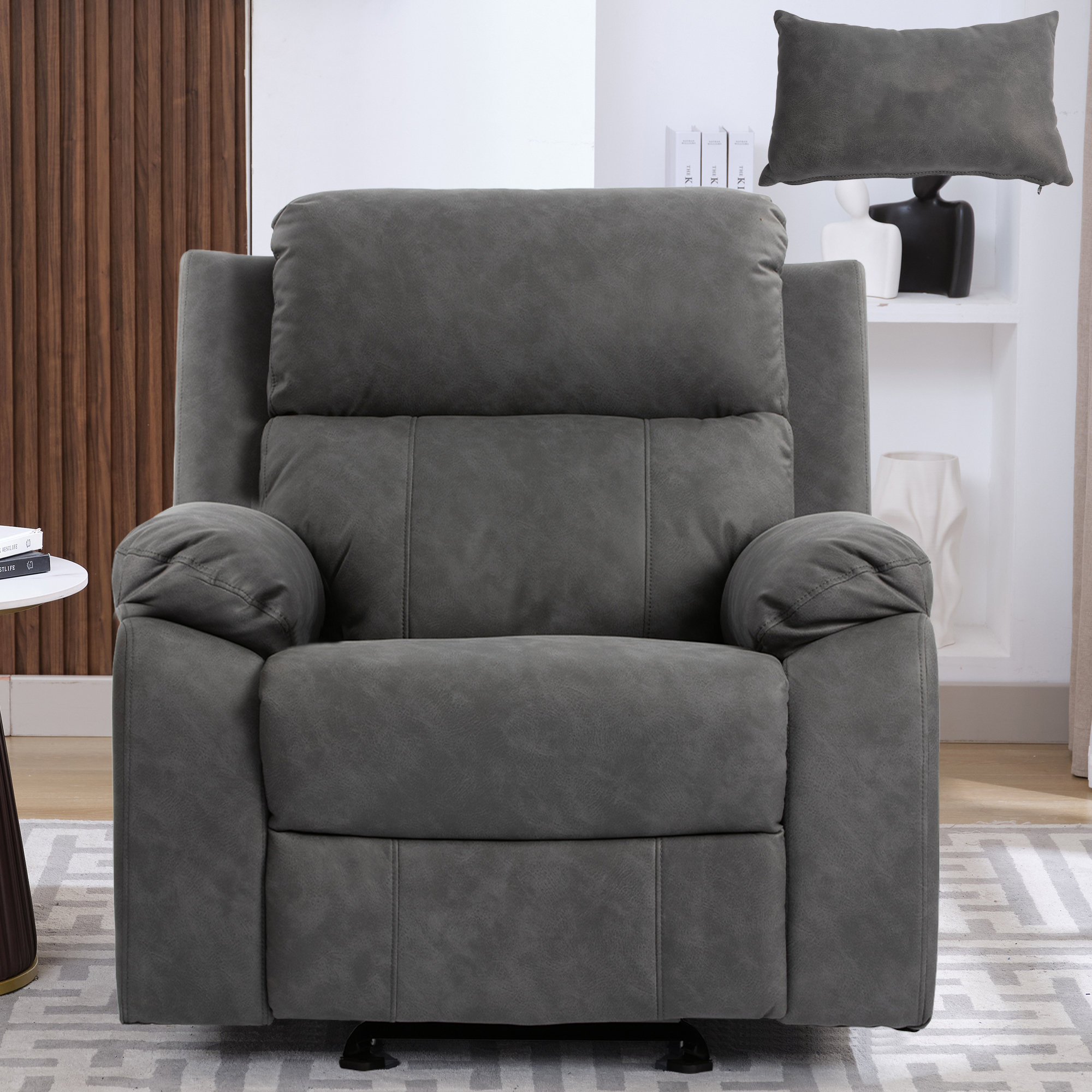 Latitude Run® Weona 38''W Oversize Recliner Faux Leather Manual Rocking ...