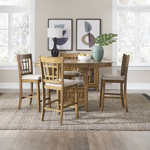 Highland Dunes Ordway 7 - Piece Extendable Solid Wood Top Dining Set ...