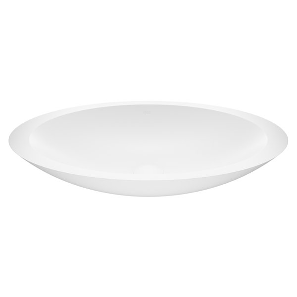 Wisteria 23" L x 14" W x 4" H Matte White Handmade Oval Vessel Bathroom ...