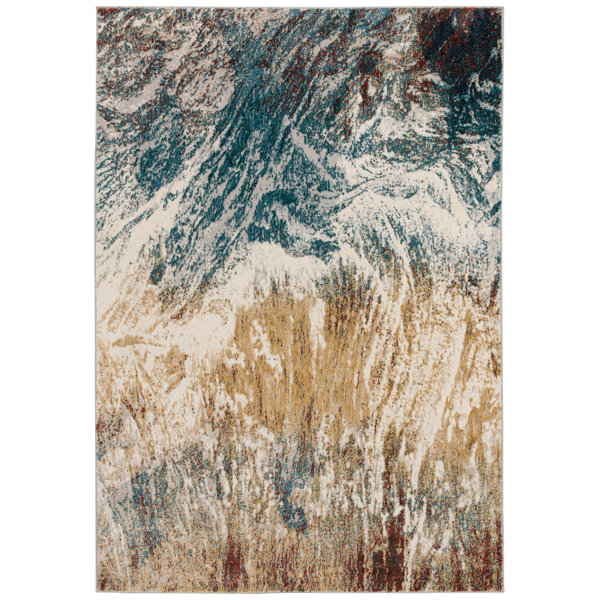 17 Stories Hartville Abstract Teal/Brown Area Rug & Reviews - Wayfair ...