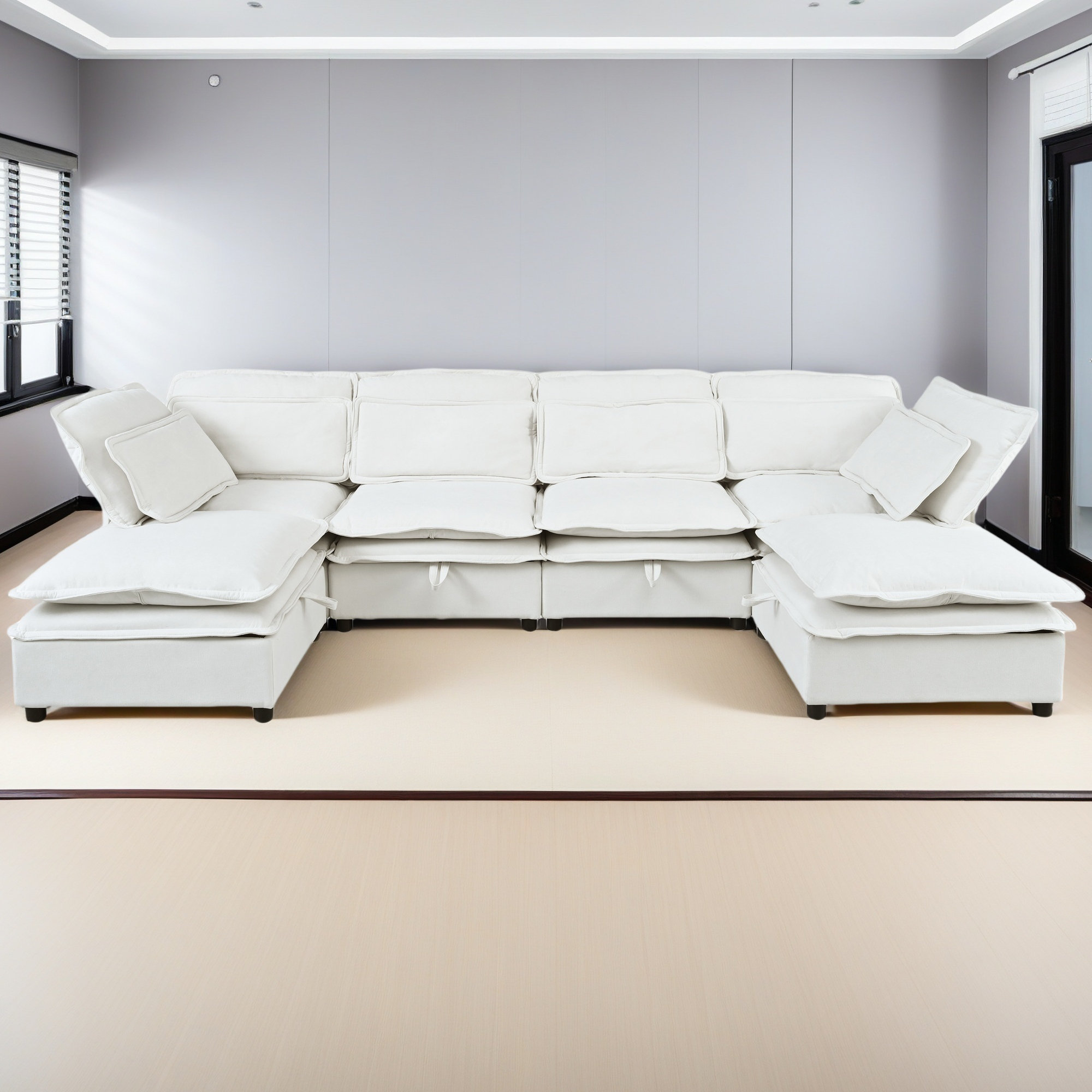 Latitude Run® Double-Layer Cushion Modern Large U-Shaped Modular Sofa ...