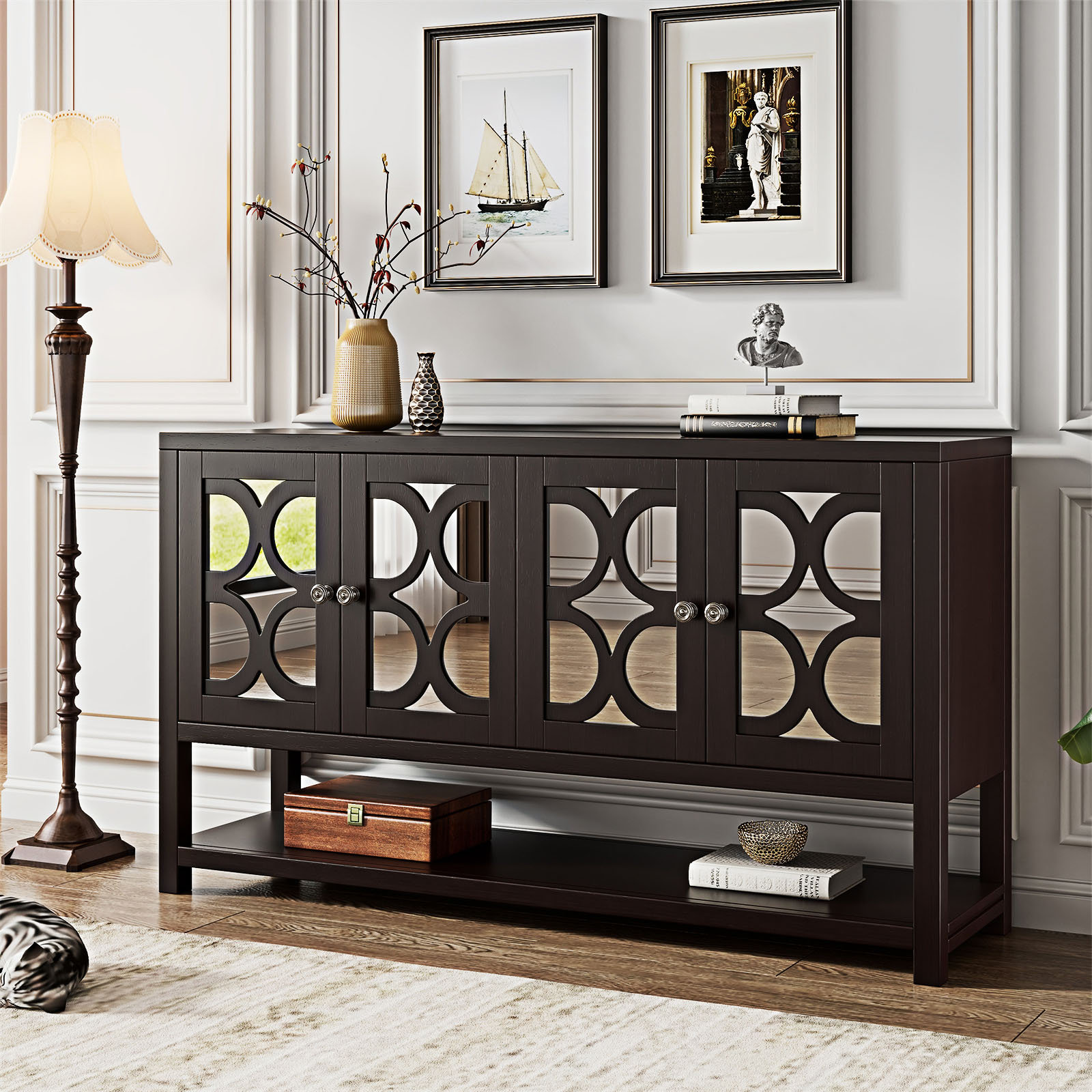 Dakota Fields Elegant Retro Console Table Storage Cabinet Sideboard ...