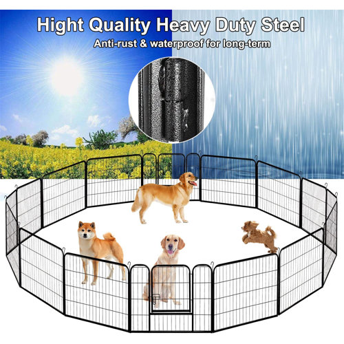 YATNUO 8 Panel Metal Exercise Pen With Pet Door & Reviews | Wayfair