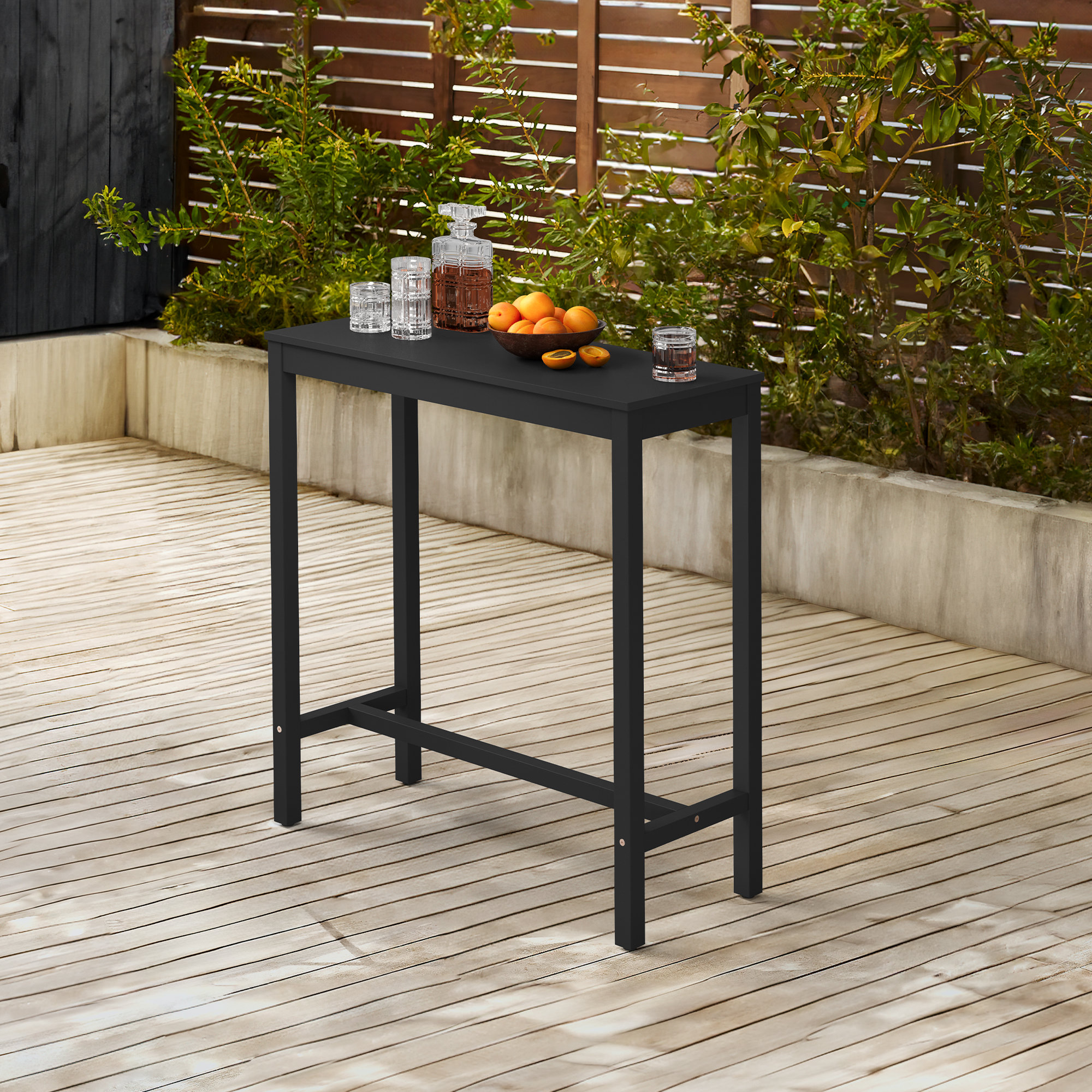 Ebern Designs Solid Wood Patio Bar Table | Wayfair