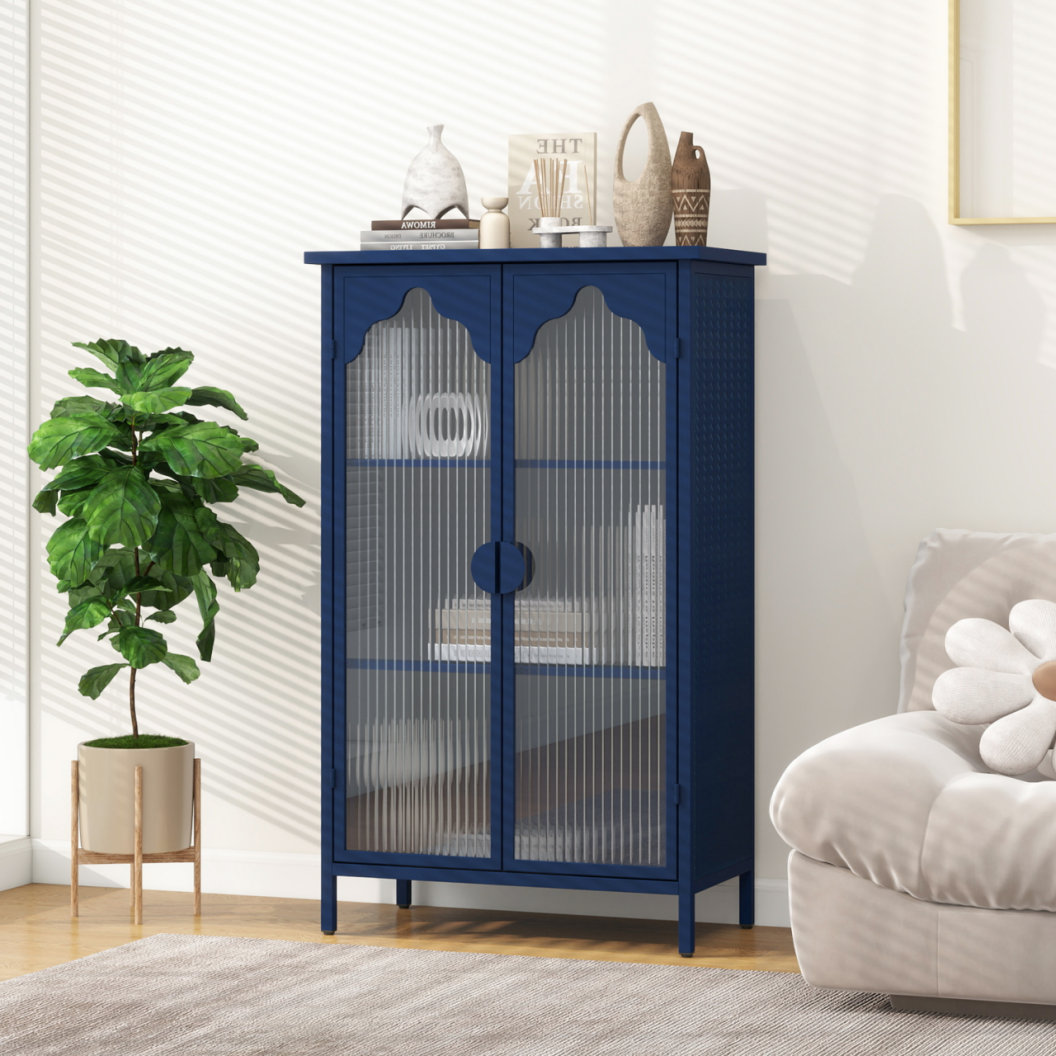 Ebern Designs Multi-Purpose Metal Storage And Display Cabinet With ...
