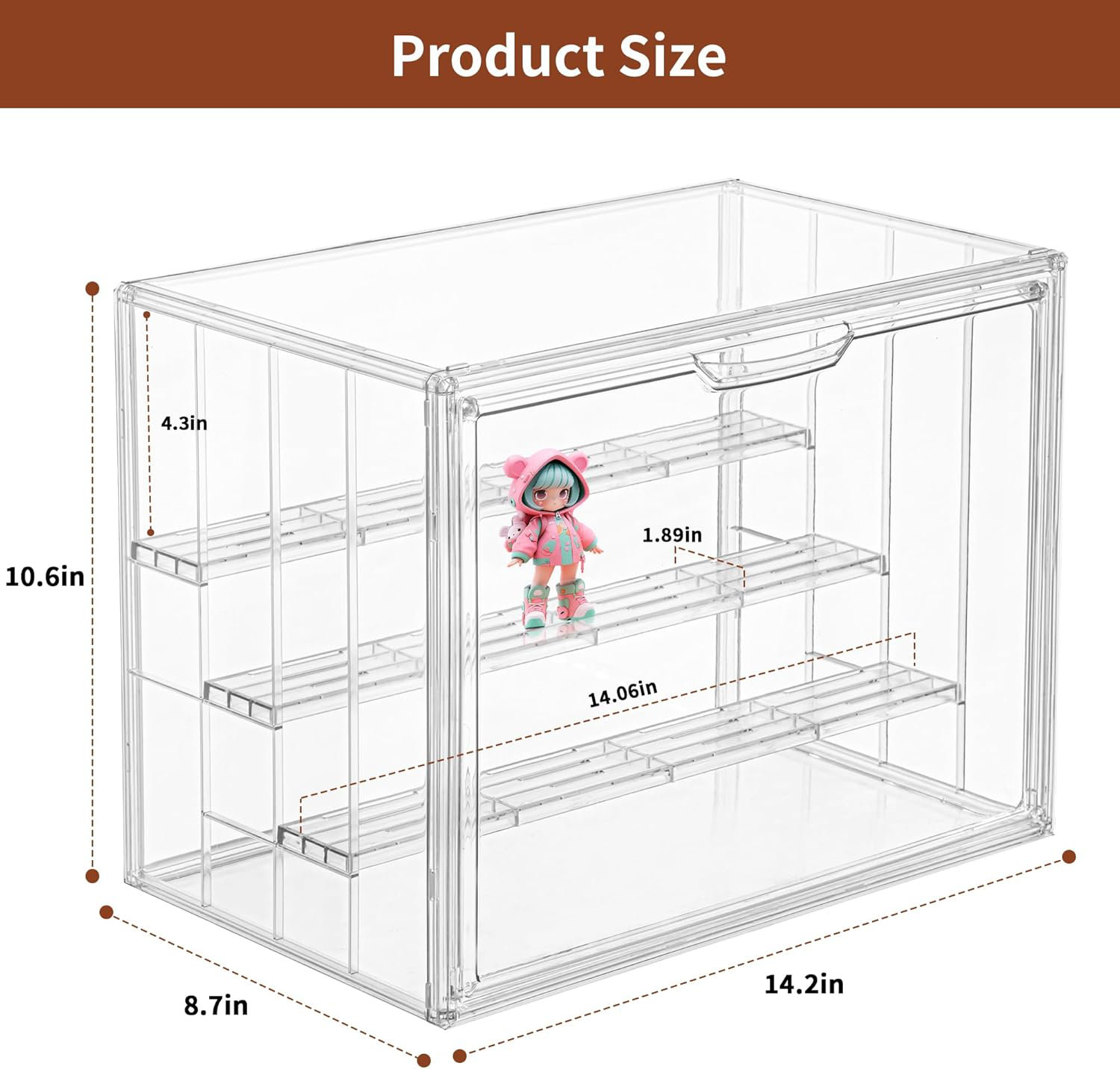 RAPTIZ Clear Acrylic Display Case Upgrade 4 Tier Figure Display Case ...