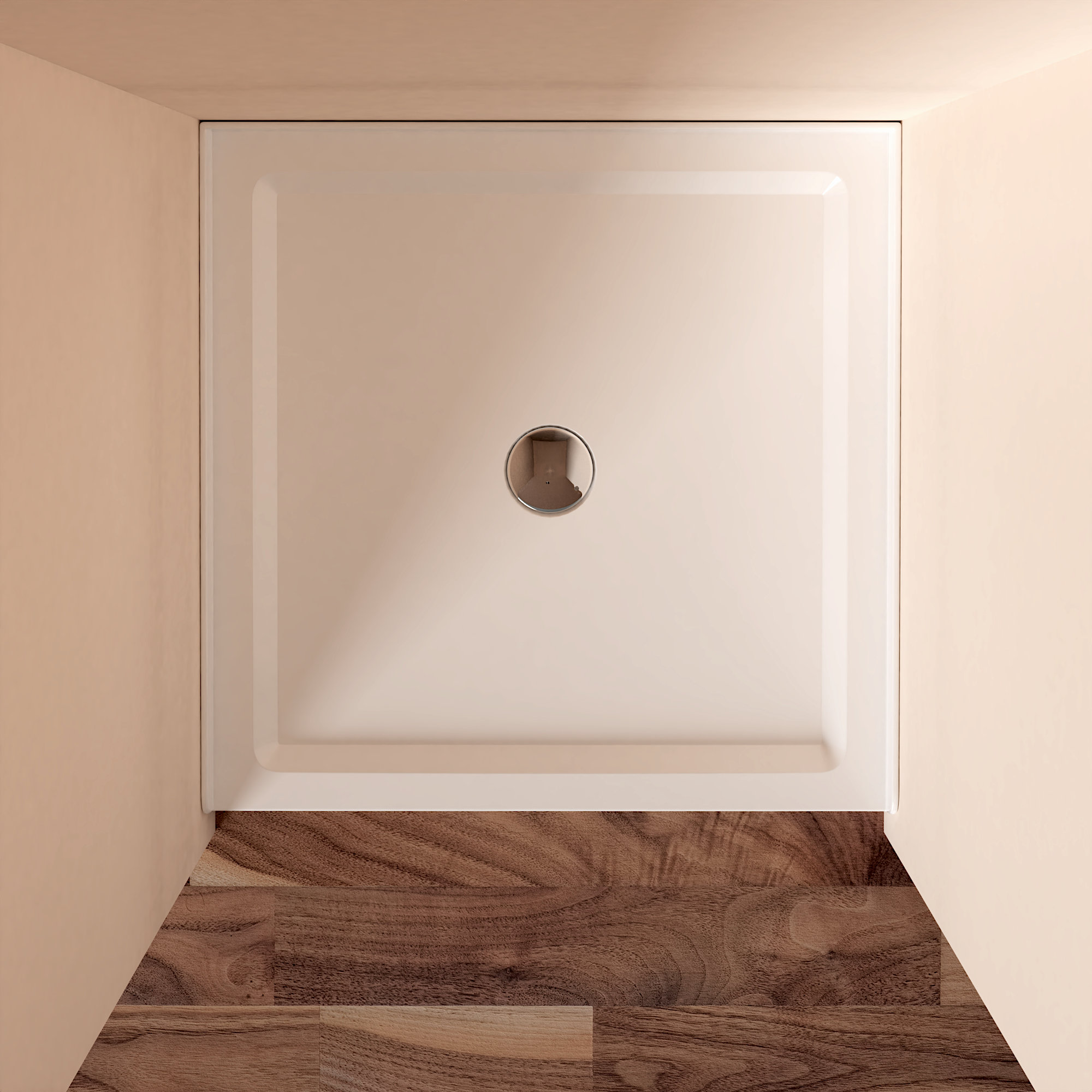 Bantam Interiors 36x36" White Shower Base – Centered Drain, Low-Profile ...