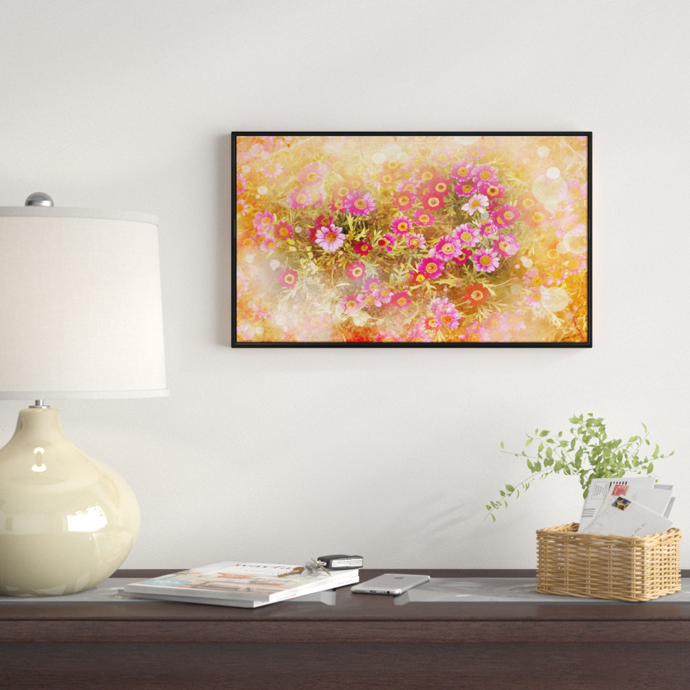 East Urban Home 'Spring Background with Little Flowers' Framed Graphic ...