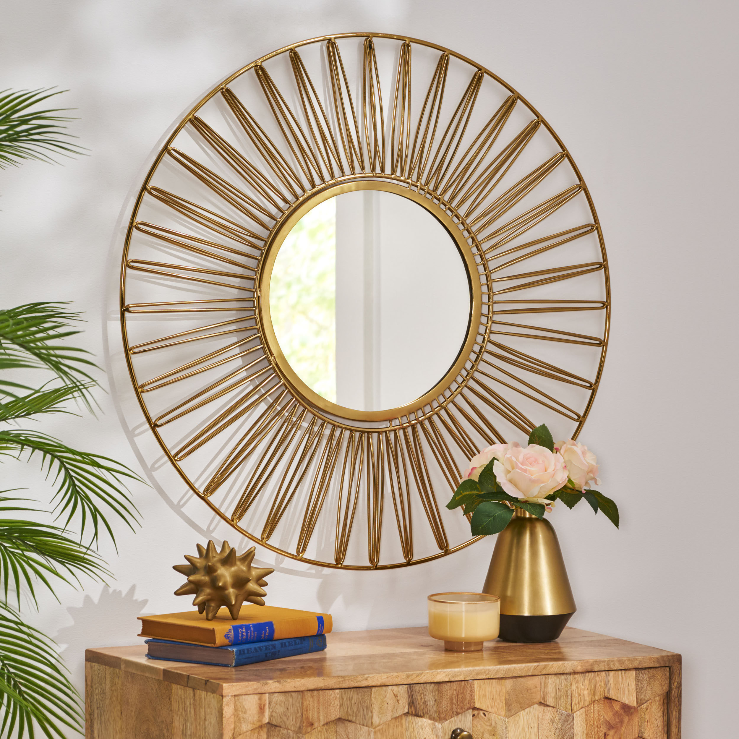 Mercer41 Modern Glam Handcrafted Round Sun Wall Mirror - Wayfair Canada