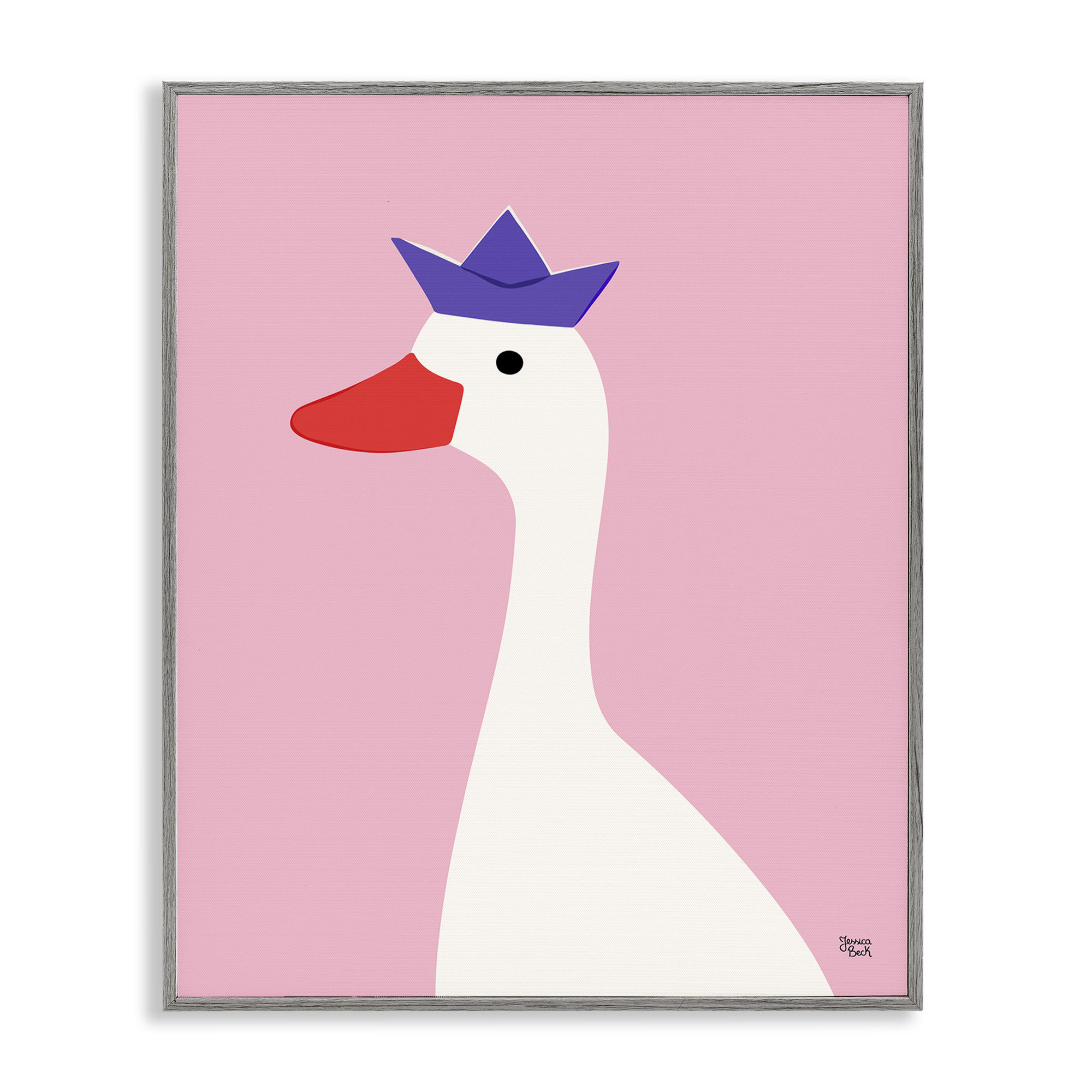 Dakota Fields Crowned Goose on Pink Framed Giclee Art by Jessica Beck ...