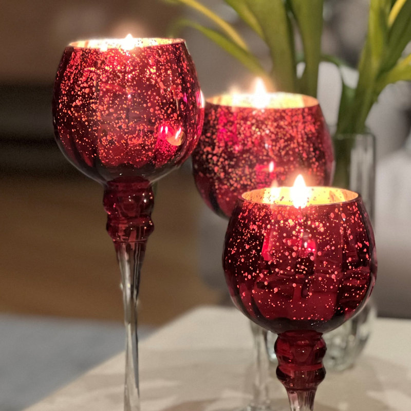 House of Hampton® Red Mercury Glass Long Stem Votive | Wayfair