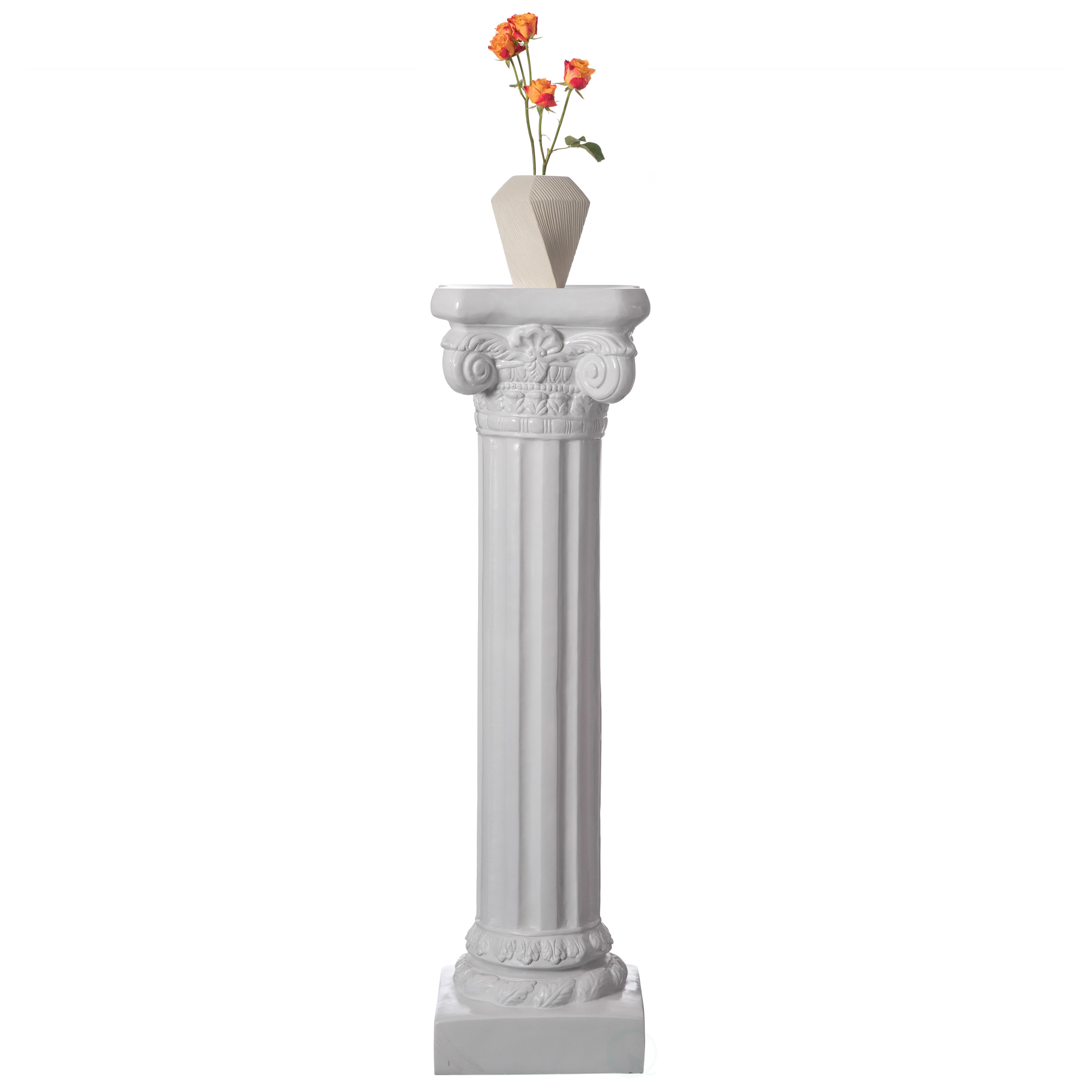 Uniquewise Fiberglass White Plinth Roman Style Piller Pedestal Vase ...