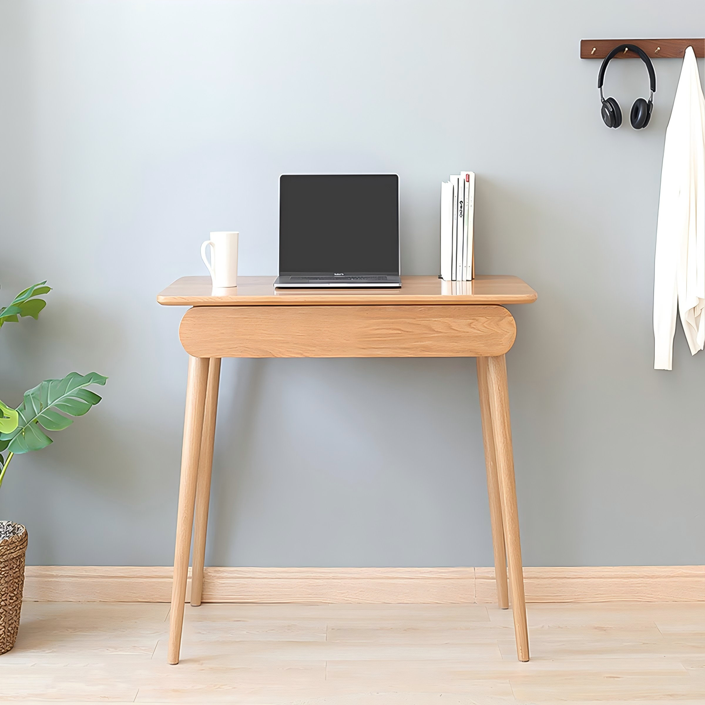 Corrigan Studio Modern Minimalist Solid Wood Writing Desk,1-drawer ...