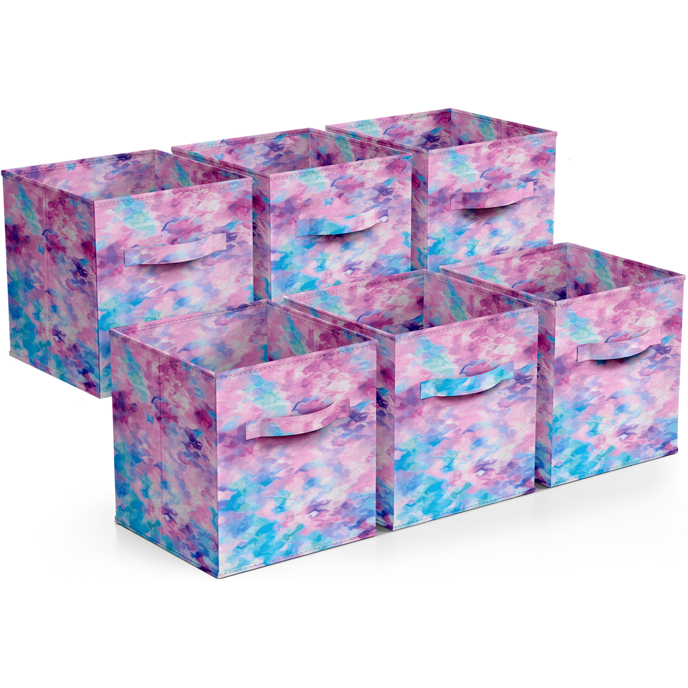 Sorbus 6 Pack 11" Foldable Storage Cubes with Handles inTie Dye Purple ...