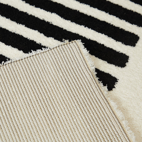 Latitude Run® Striped Black Area Rug & Reviews | Wayfair
