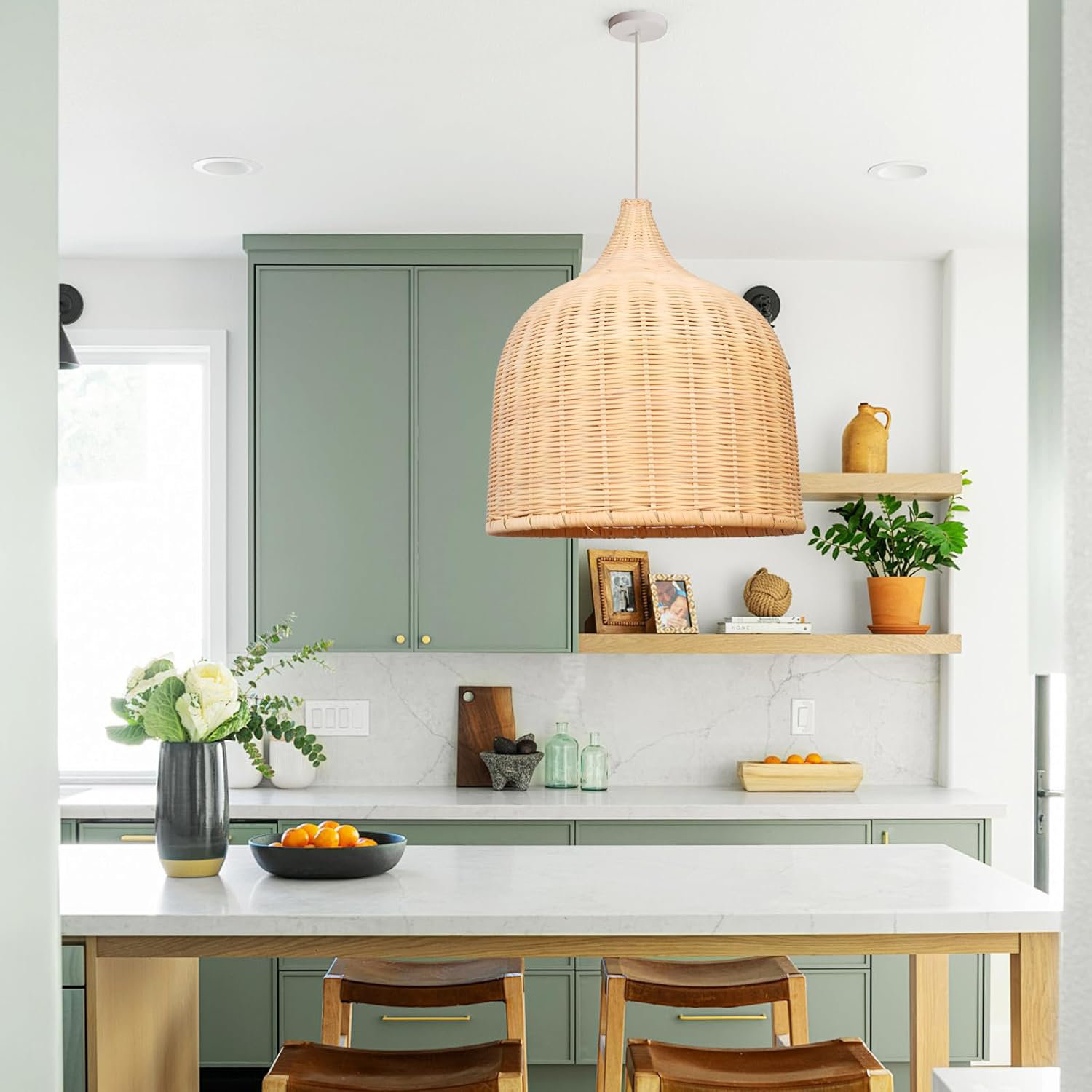 Bayou Breeze Handwoven Rattan Chandelier Pendant Light For Kitchen ...