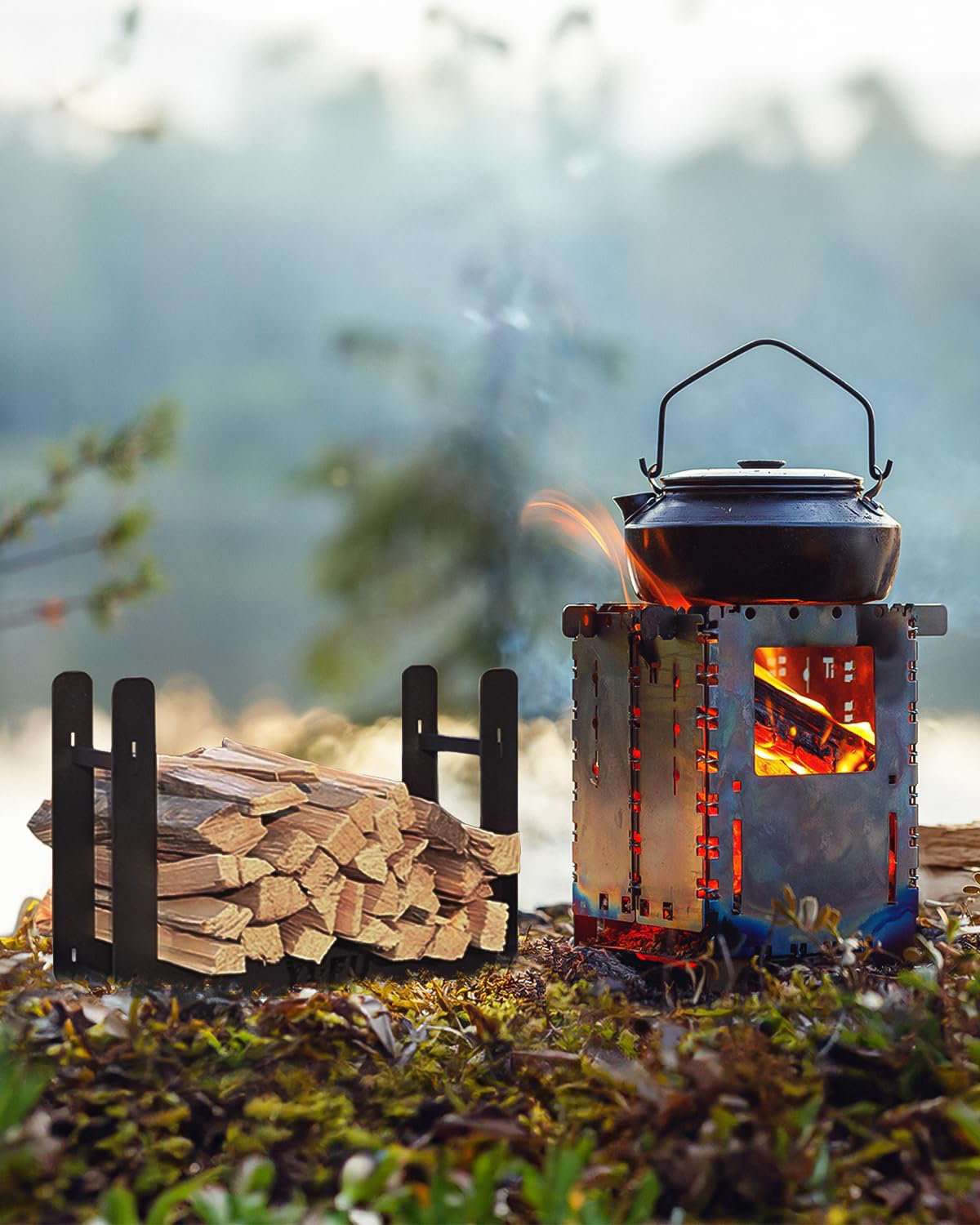 Lazio Mini 11.8"W Firewood Rack,Log Rack For Outdoor Indoor Fireplace ...