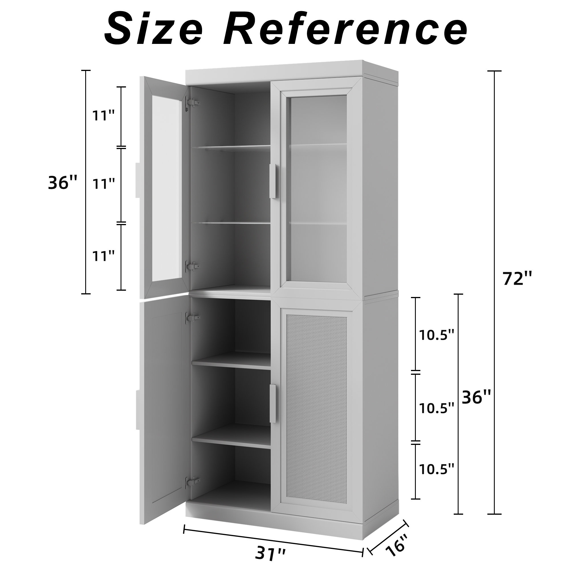 Bay Isle Home™ 72" Rattan Wood Kitchen Pantry Cabinet Portable Pantry ...