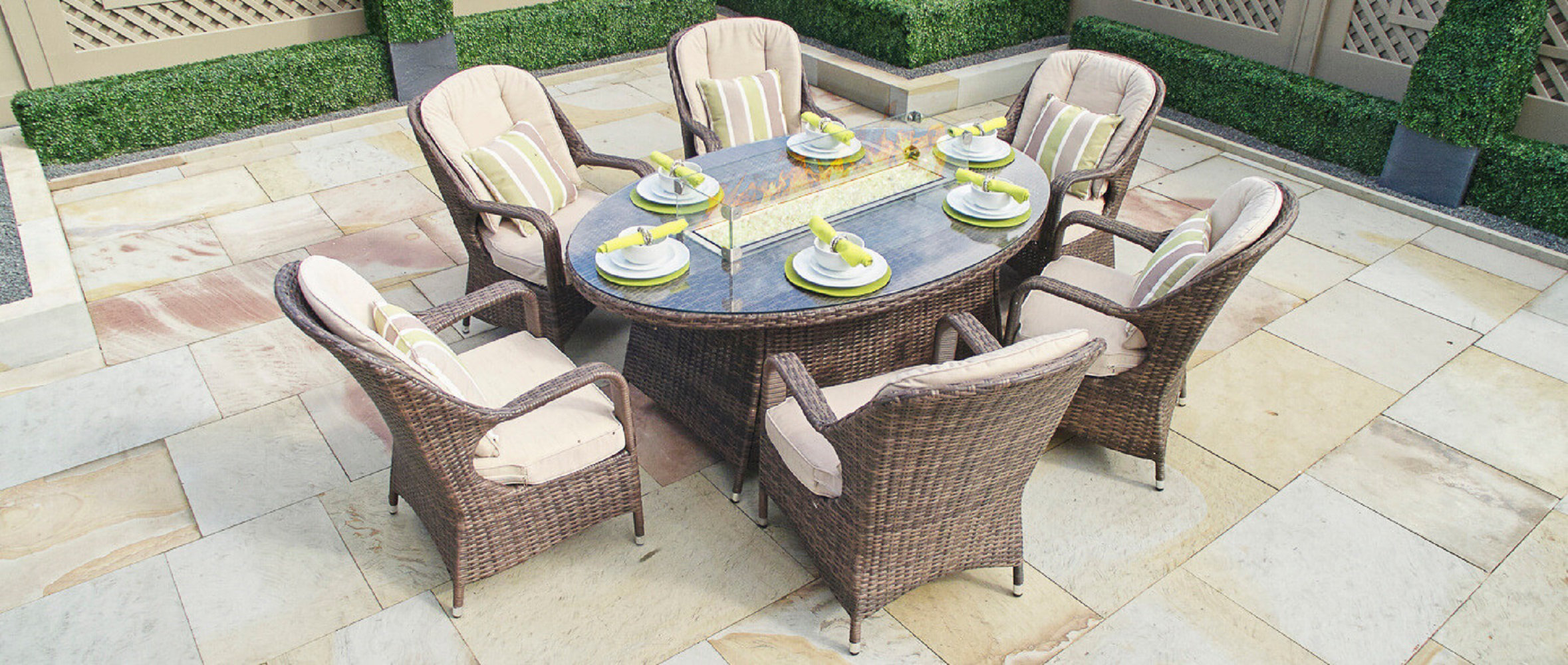 Direct Wicker Emilie Oval 6 - Person 128.35" Long Dining Set | Wayfair
