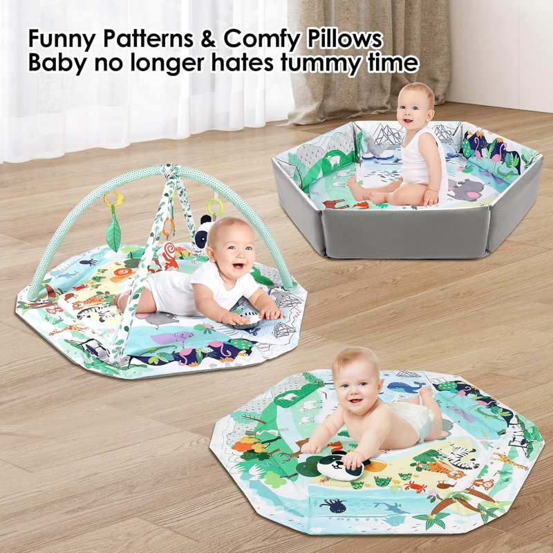 dearlomum Baby Gym Activity Play Mat with 6 Infant Baby Toys, Babies ...