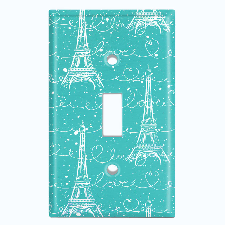 WorldAcc Metal Light Switch Plate Outlet Cover (Paris Eiffel Tower Teal ...