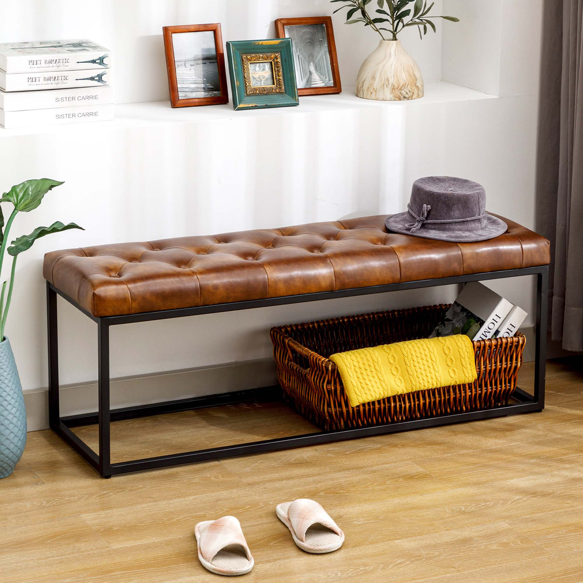 Ebern Designs Omombo Jacksonjames Faux Leather Bench & Reviews ...