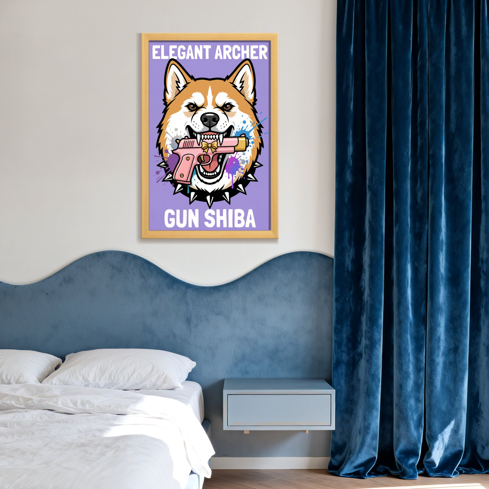 Fleur De Lis Living Animals Elegant Archer Gun Shiba Dog With Pink ...