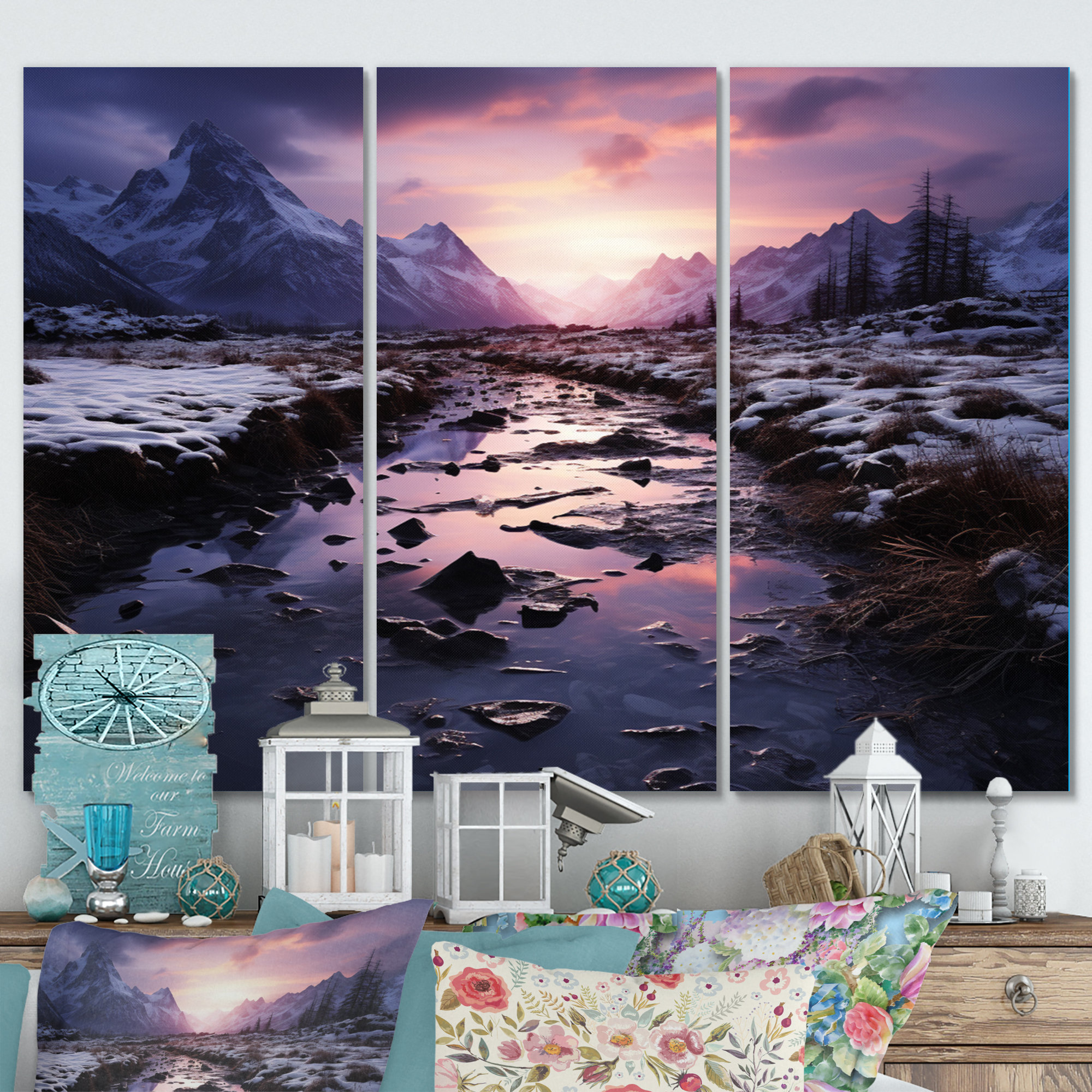 Highland Dunes Alaska Arctic Twilight - Winter Landscape Wall Decor Set ...