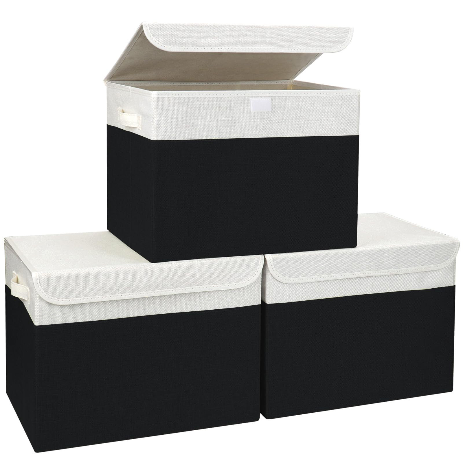 Latitude Run® Large Collapsible Stackable Storage Bins with Lids | Wayfair