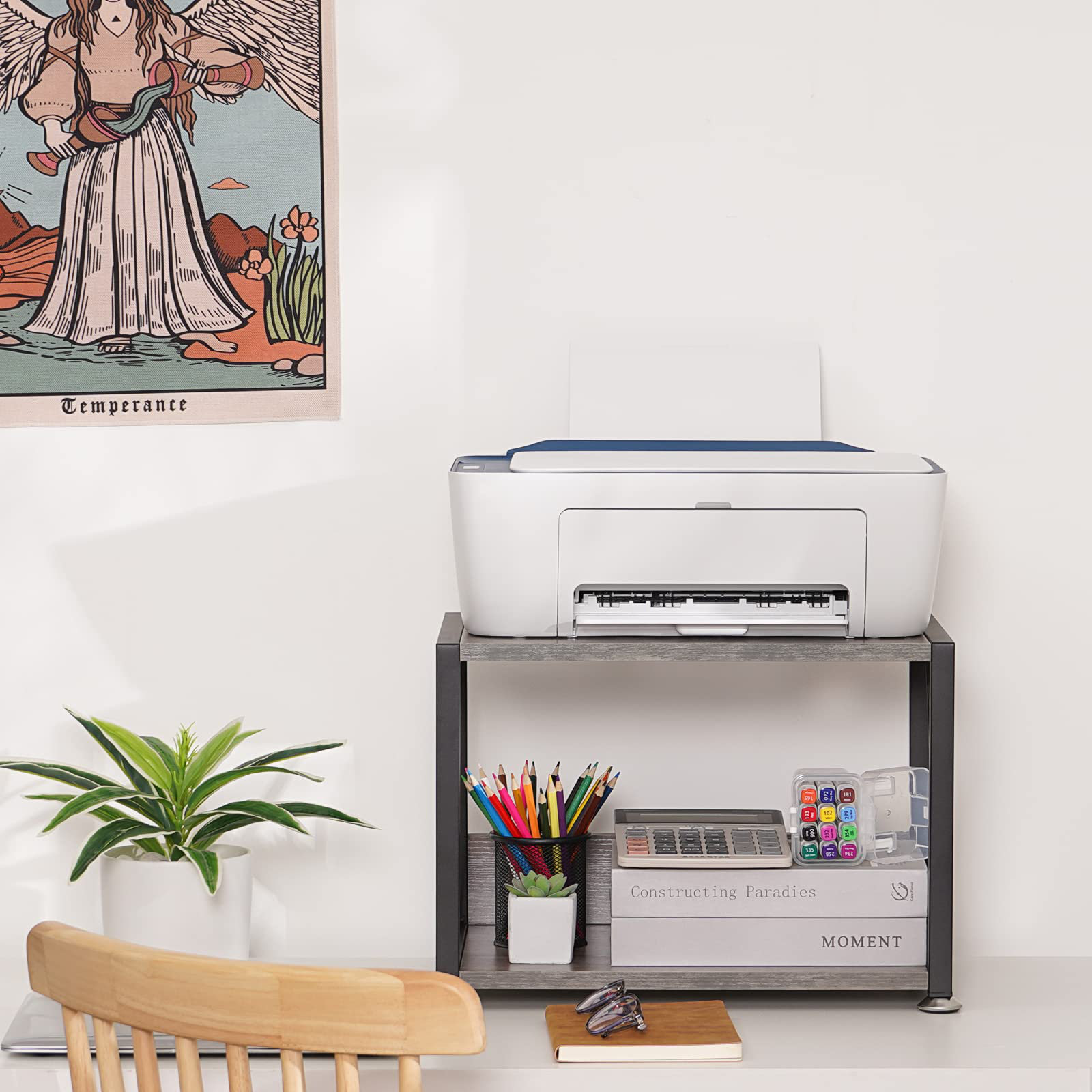 Two trees make a forest Desktop Printer Stand With 2 Tier Wood Storage ...