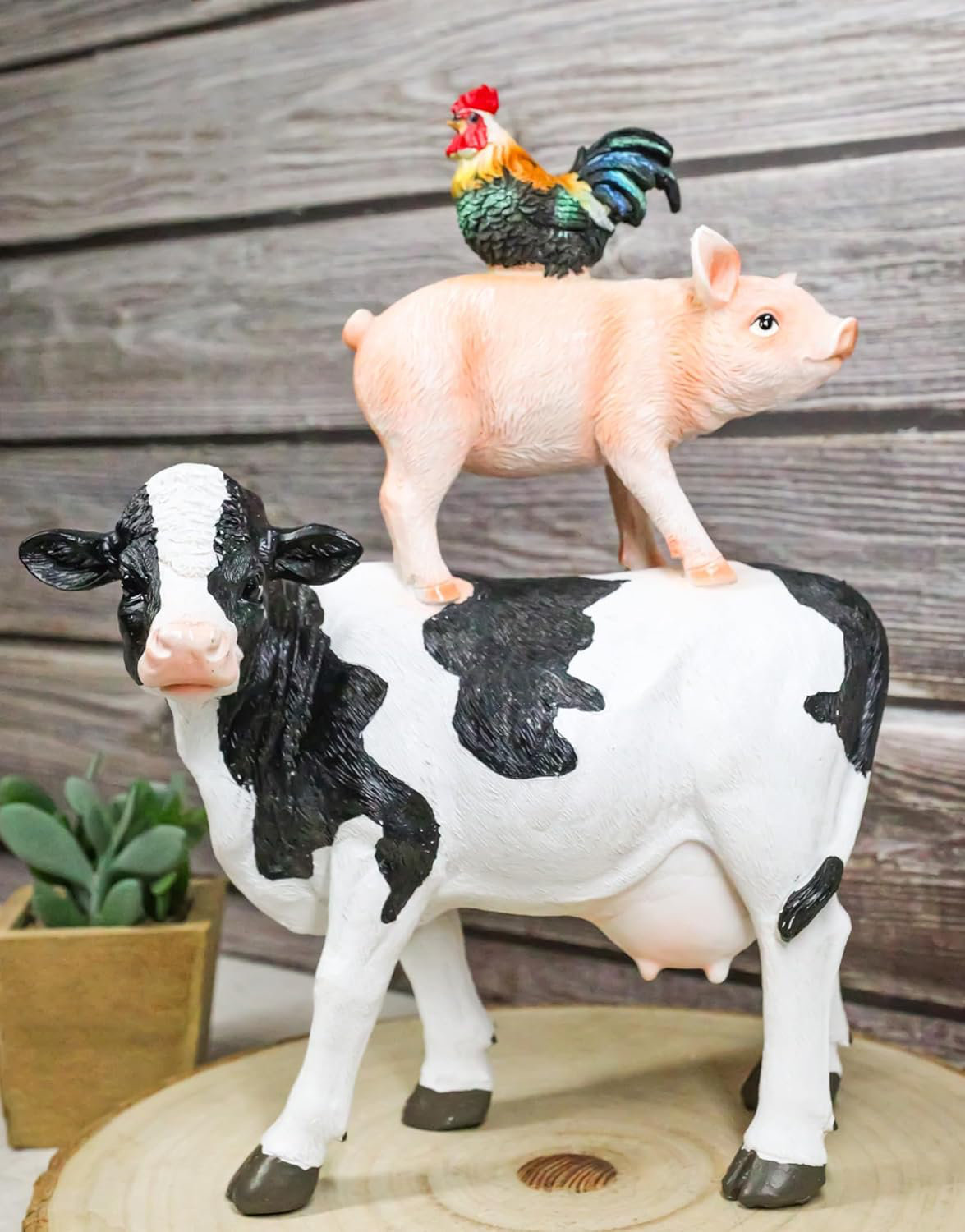 August Grove Western Country Rustic Farmhouse Holstein Cow Piglet And ...