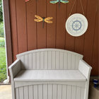 Suncast 50 Gallons Water Resistant Plastic Storage Bench in Light Taupe ...